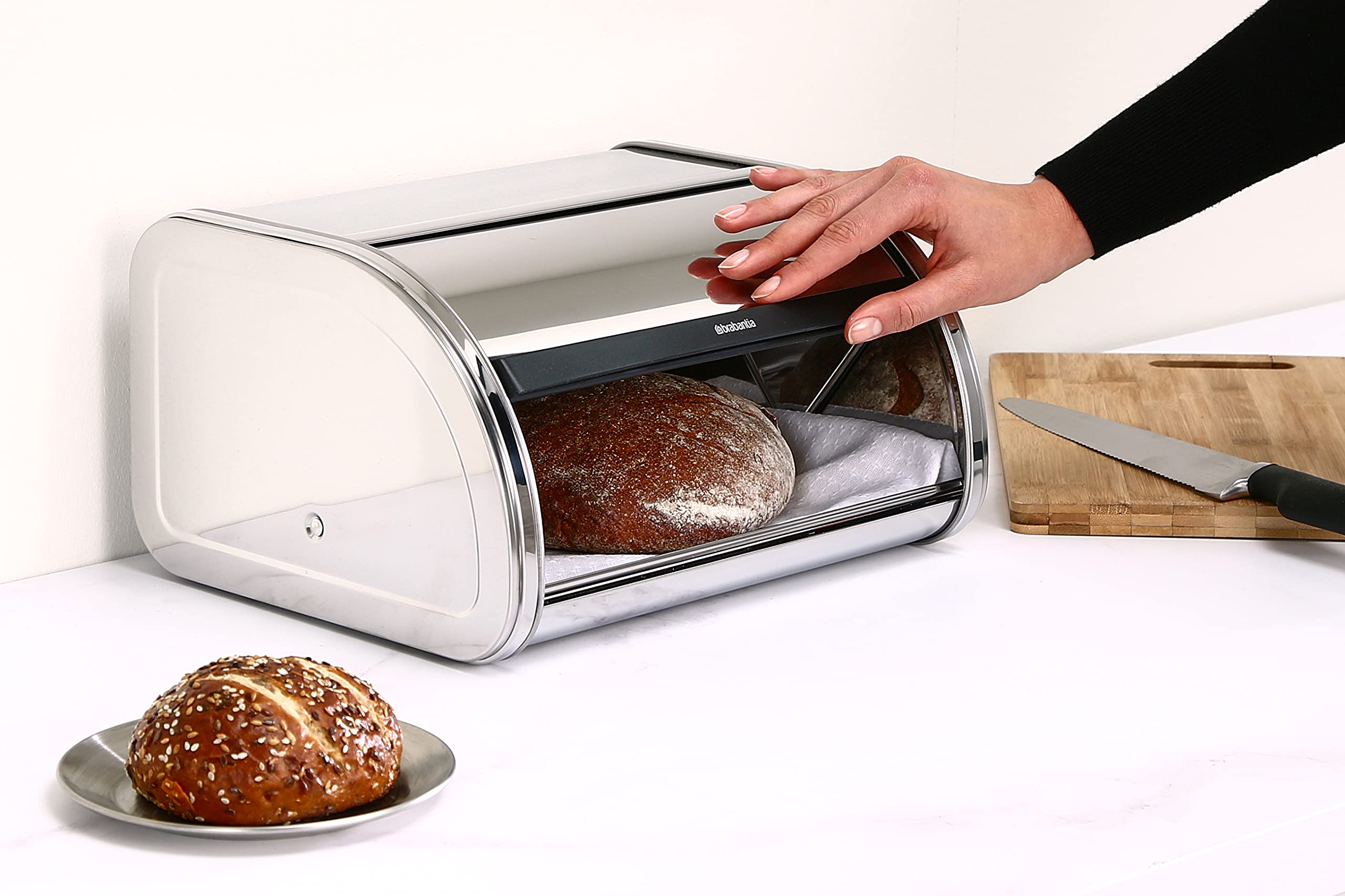 Brabantia 339585 Roll-Top Stainless-Steel Bread Box