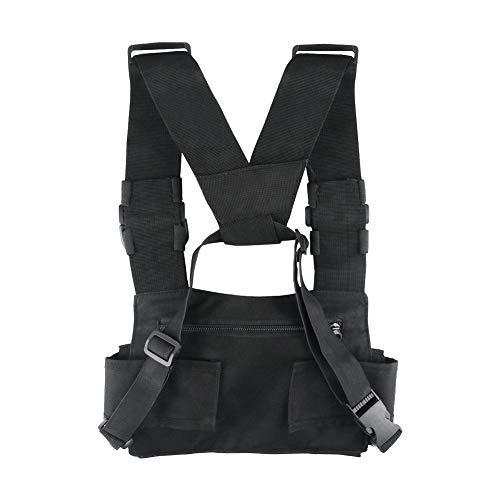 2 Way Radios Harness Chest Case with Front Pouches and Zipper Bag for Universal Walkie Talkies Accessories
