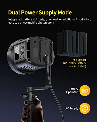 RaLeno 80W LED Studio Video Light, Continuous Lighting with 5600K 7200Lux@1M CRI 95+ Brightness Adjustable, Efficiency Cooling Fan and Bowens Mount, for YouTube Outdoor Video Recording Photography