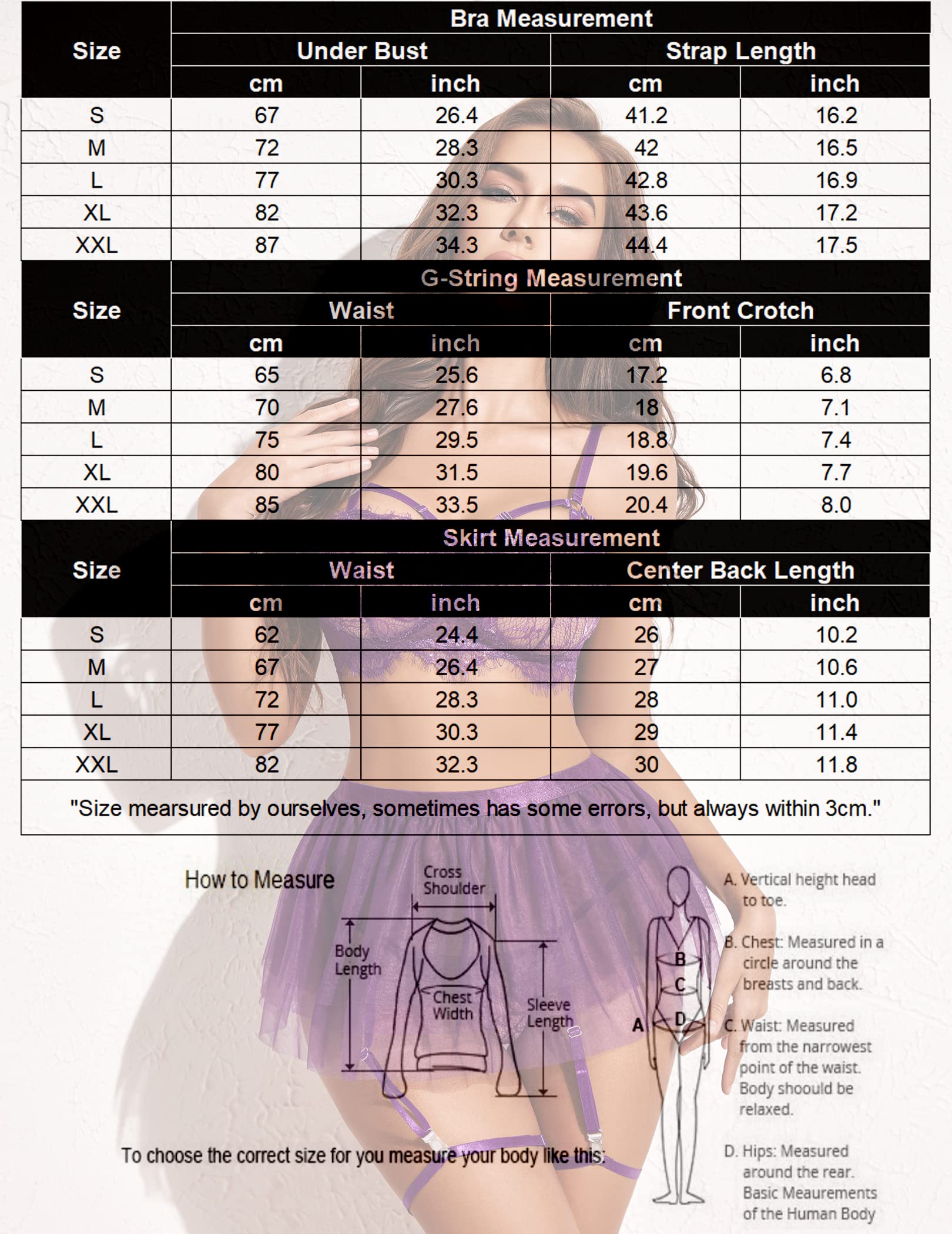 Avidlove Lingerie for Women Strap Babydoll Bodysuit with Garter Belts (Purple, X-Large)