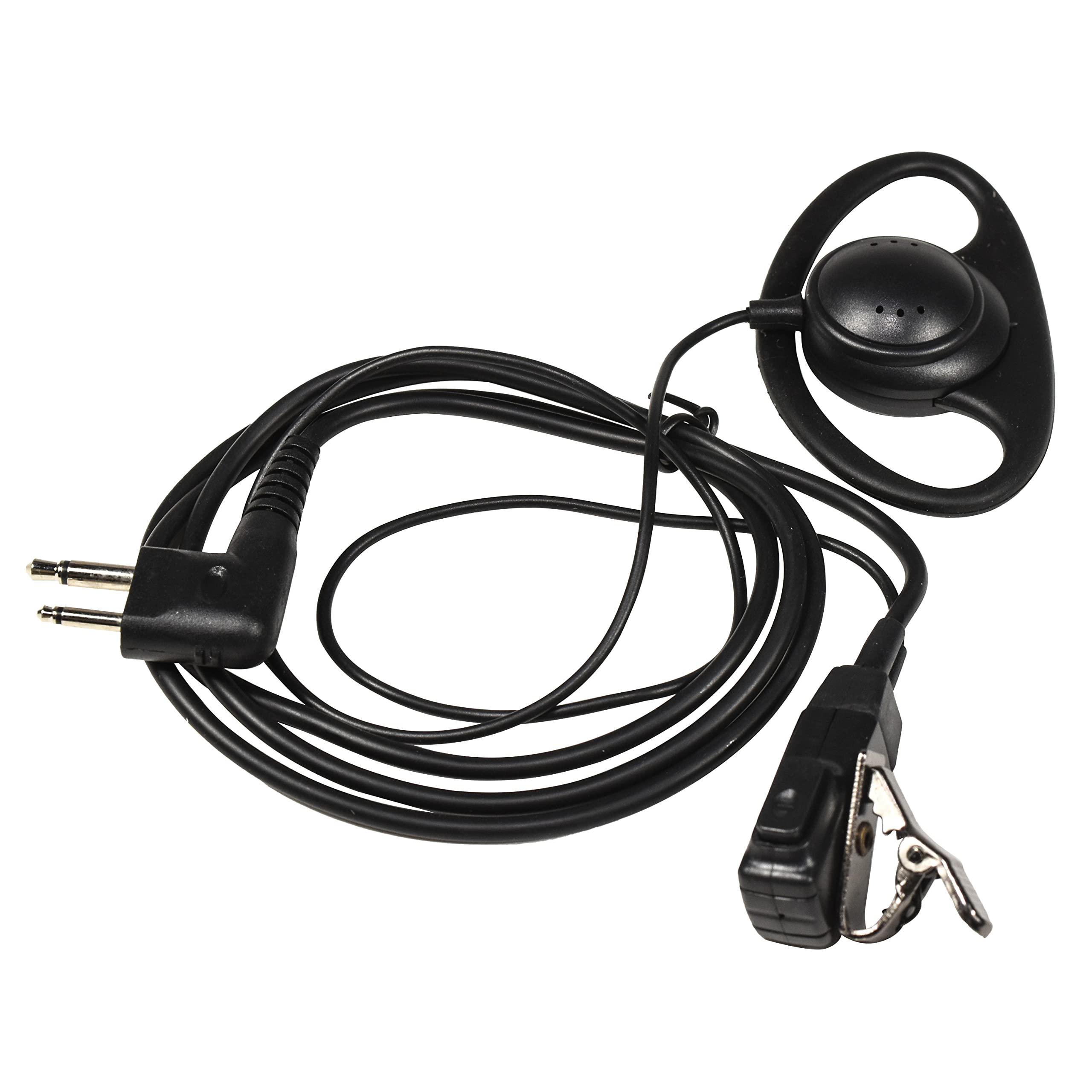 HQRP D Shape Earpiece Headset PTT Mic Compatible with Motorola CP250, CP300, RDV-2080D, RDV-5100, VL50