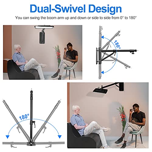 EMART Wall Mounting Triangle Boom Arm for Photography Ring Light Strobe Lighting Softbox Reflector Umbrella Monolight, Max Length 51.2 inches/130cm, Support 180 Degree Rotation (Black)