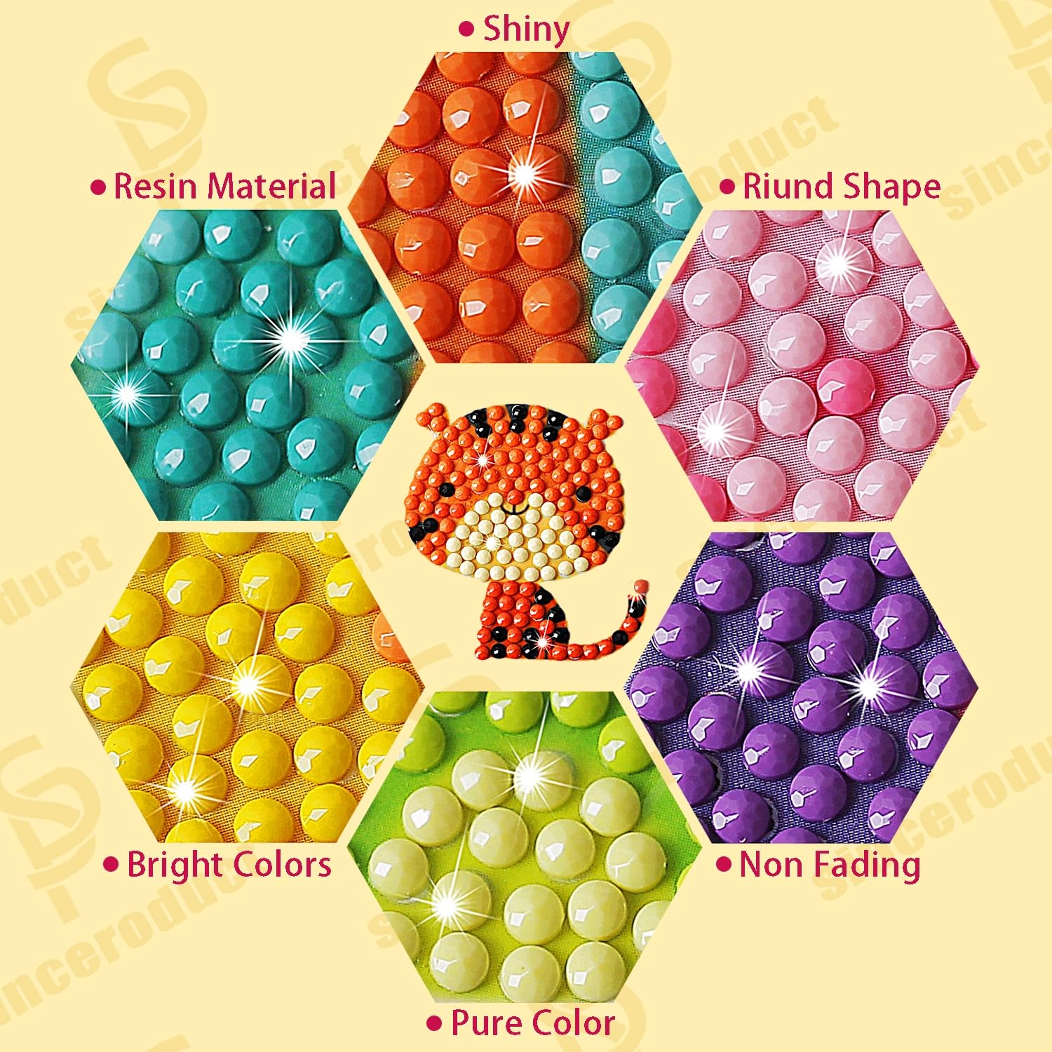 sinceroduct 64 PCS 5D DIY Diamond Painting Stickers Kits for Kids and Adult Beginners, Stick - Shaped Paint Marked with Diamonds by Numbers, More Cute Animals, Dinosaurs, Kids Gift