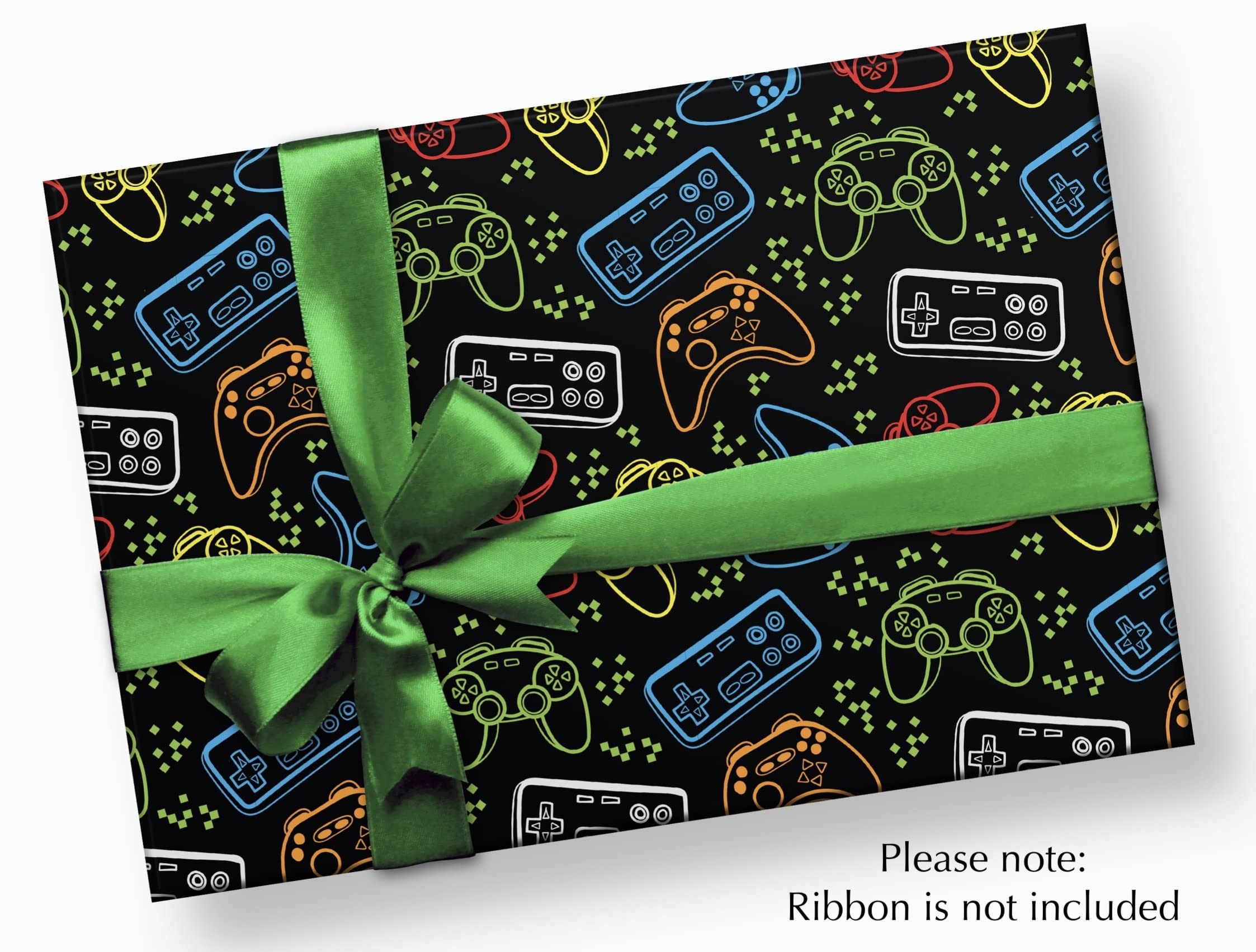 Stesha Party Video Game Gift Wrap Gamer Present Wrapping Paper 30 x 20 Inch (3 Sheets)
