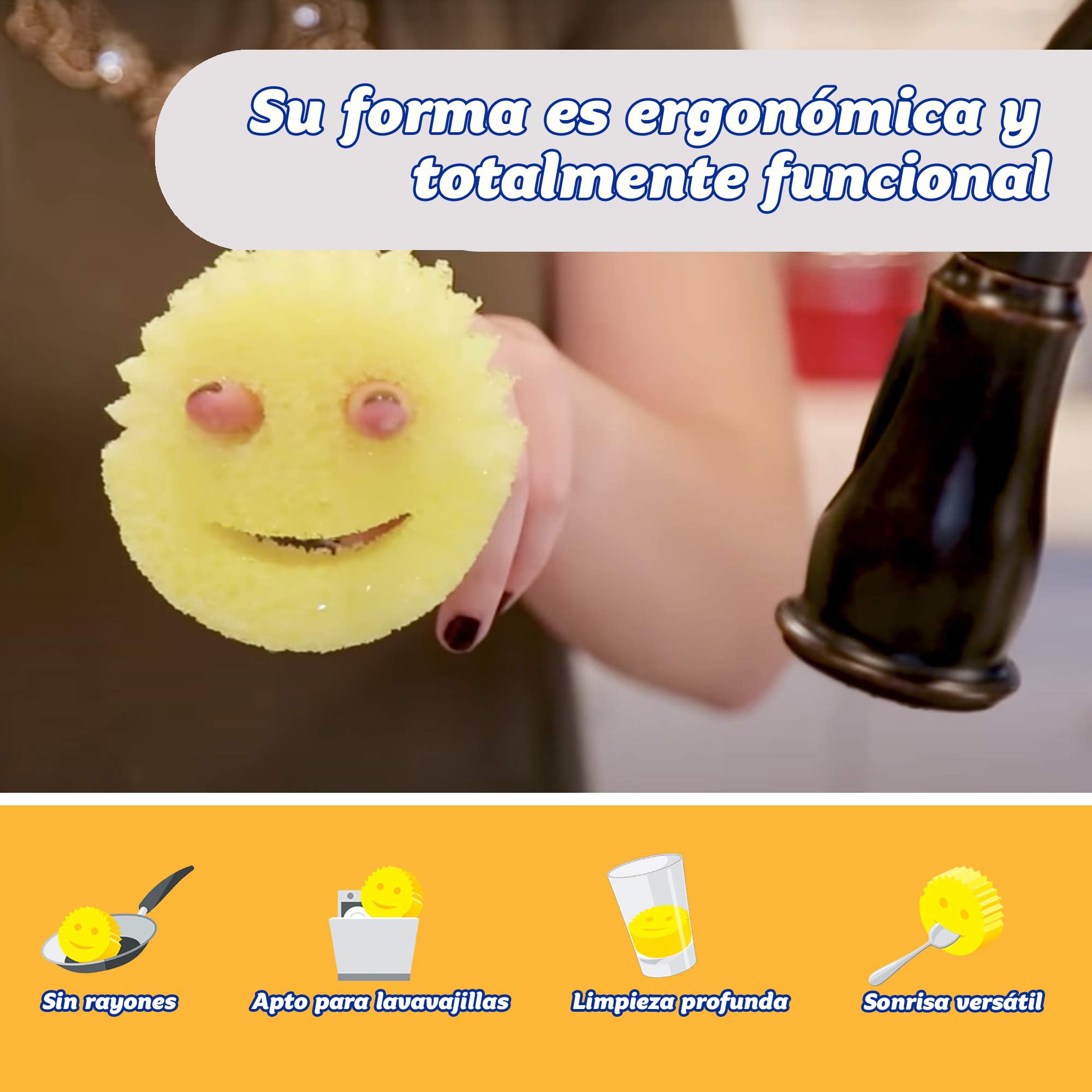 Original Scrub Daddy Sponge - Scratch Free Scrubber for Dishes and Home, Odor Resistant, Soft in Warm Water, Firm in Cold, Deep Cleaning Kitchen and Bathroom, Multi-use, Dishwasher Safe, 4ct