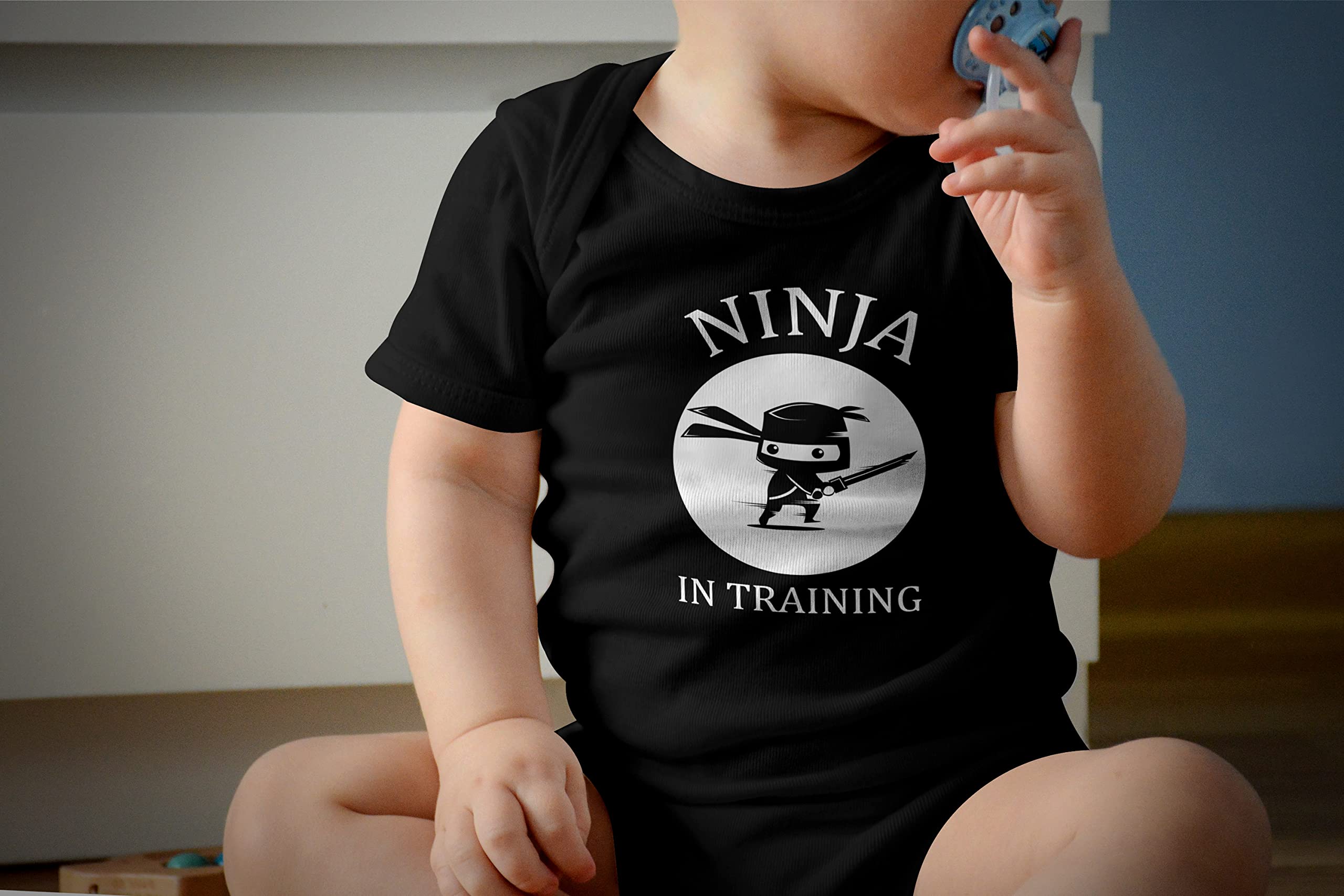 Luxxology Ninja in Training Baby Infant Bodysuit, Pink 12M