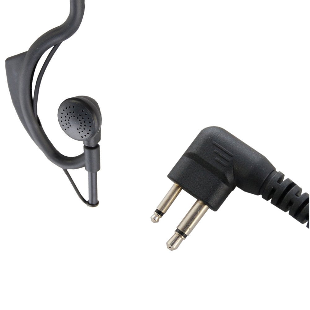 HQRP 2-Pin External Ear Loop Headset w/PTT Microphone Compatible with Motorola RDV-5100, RDV-2020, RDU-2020, RDU-2080D, RDU-4100, RDU-4160D, RDV-2080D, RDV-5100 Sun Meter