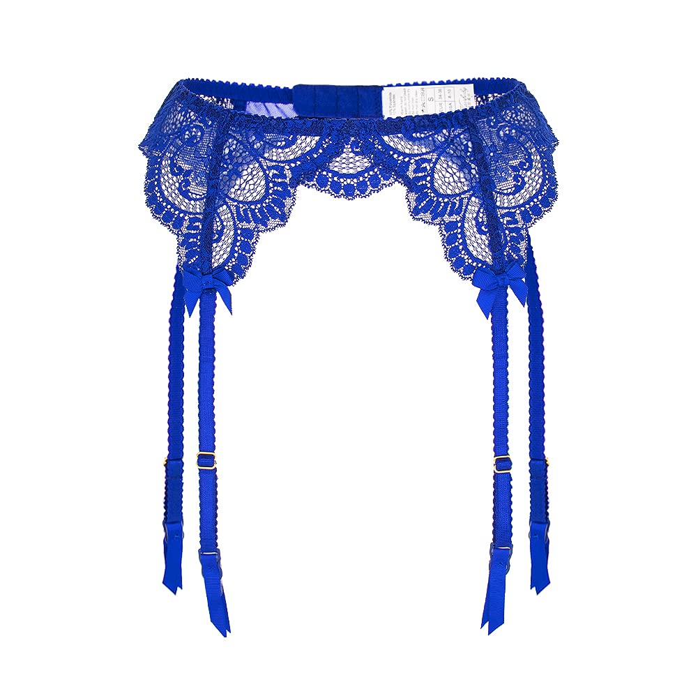 Sexy Lace Suspender Garter Belt for Thigh High Stockings (N034SL-XL-Blue)
