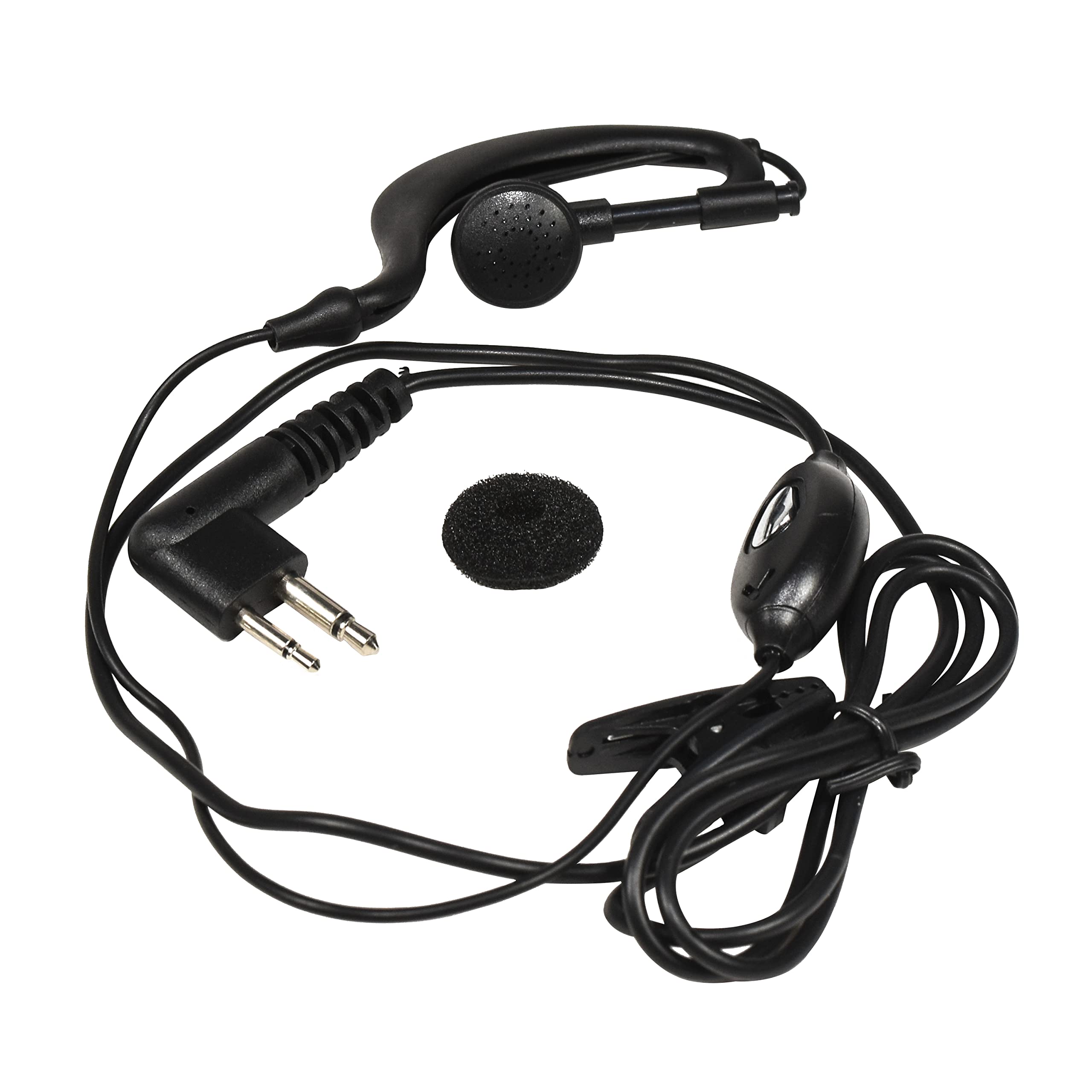 HQRP 2-Pin External Ear Loop Headset w/PTT Microphone Compatible with Motorola RDV-5100, RDV-2020, RDU-2020, RDU-2080D, RDU-4100, RDU-4160D, RDV-2080D, RDV-5100 Sun Meter