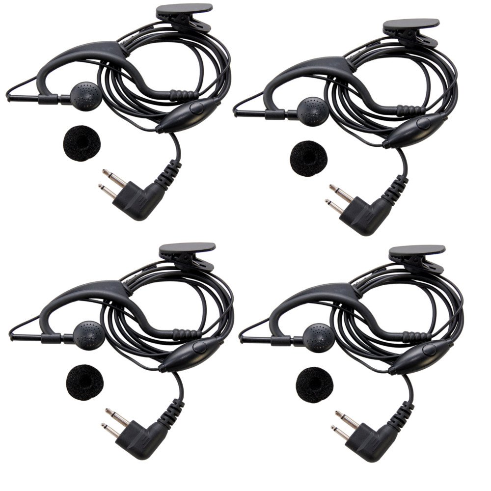 4X HQRP 2-Pin External Ear Loop Headset w/PTT Microphone Compatible with Motorola RDV-5100, RDV-2020, RDU-2020, RDU-2080, RDU-2080D, RDV-2080DD, RDU-4100, RDU-4160, RDU-4160D, RDV-2080D, RDV-5100