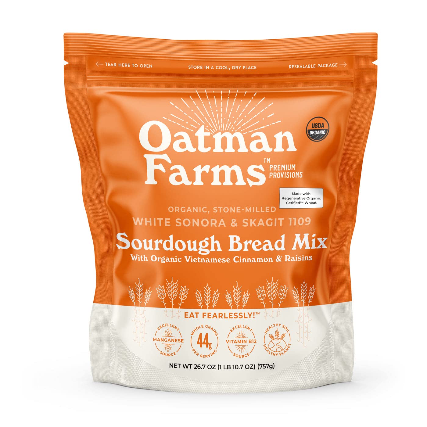 Organic Sourdough Bread Mix - Blue Beard Durum & Skagit 1109, Cinnamon Raisin, & Skagit 1109 & White Sonora - Whole Wheat Bread Mix by Oatman Farms - Features Regenerative Organic Certified Stone-Mil