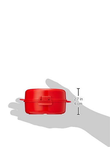 Sistema Microwave Egg Cooker and Poacher with Steam Release Vent, Dishwasher Safe, 9.16-Ounce, Red