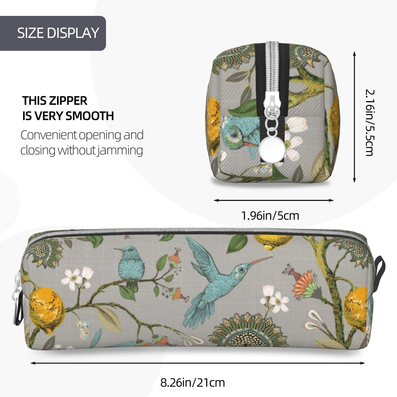 Lemon Tree Bird Pencil Case Pen Pouch Simple Carrying Box for Women Adult With Smooth Zipper Durable Lightweight for Office Organizer Storage Bag