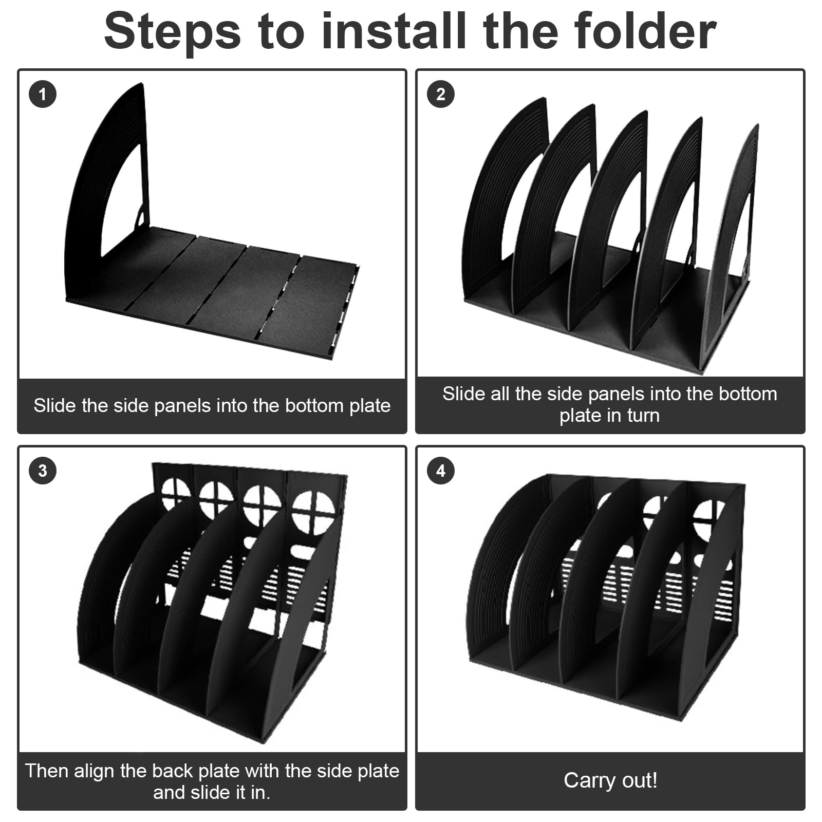 Lemical Sturdy Magazine File Holder Organizer No Width Limitation Book Rack Desktop File Folder Frames Dividers Document Storage Box File Rack File Sorter Office Supplies