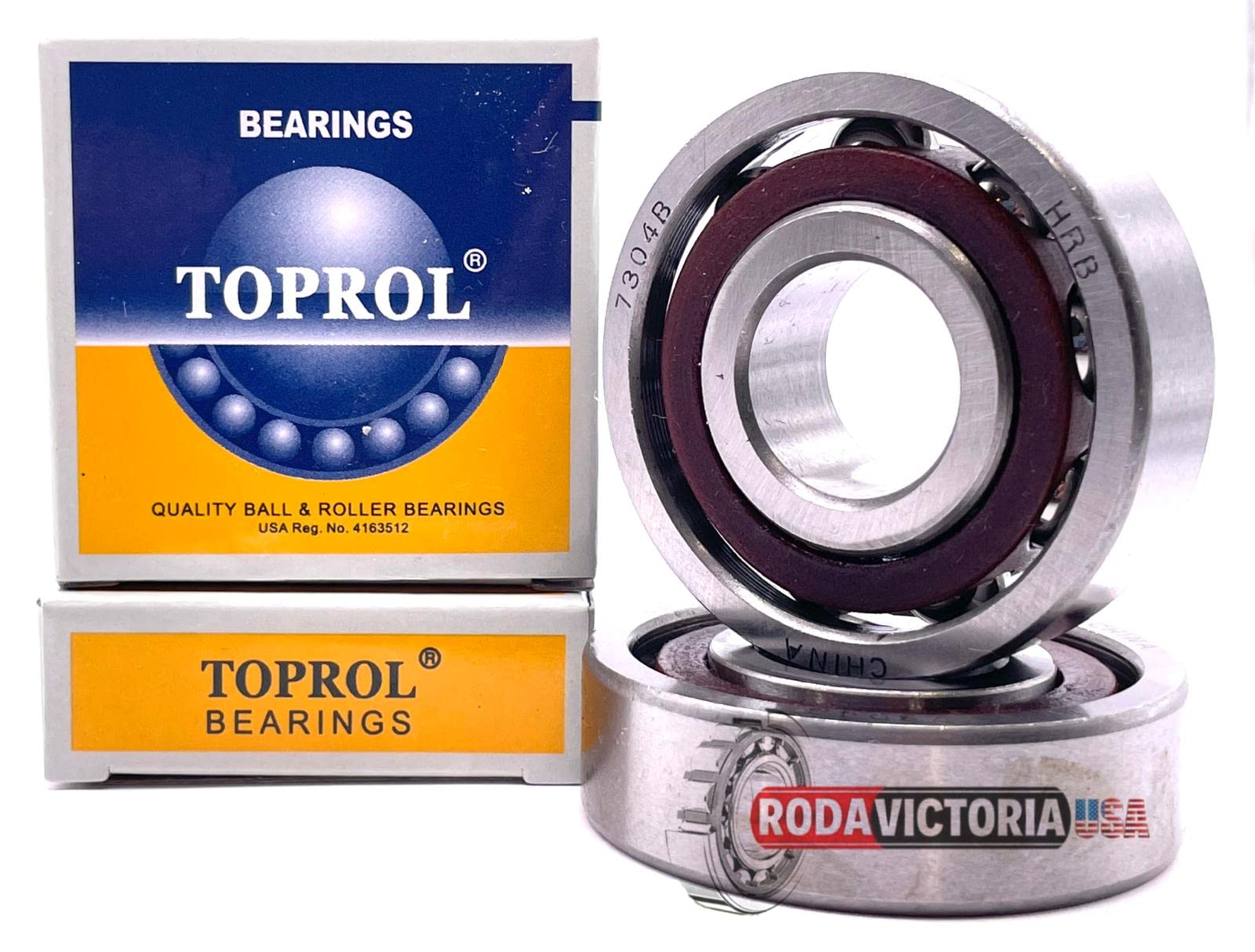(2) TOPROL 7304B High-Speed Angular Contact Ball Bearing 7304B