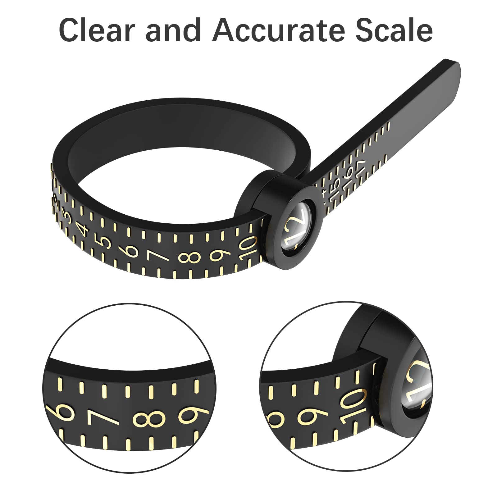 Ring Sizer Measuring Tool Reusable Finger Size Gauge Jewelry Sizing Tool 1-17 USA Rings Size (Black)