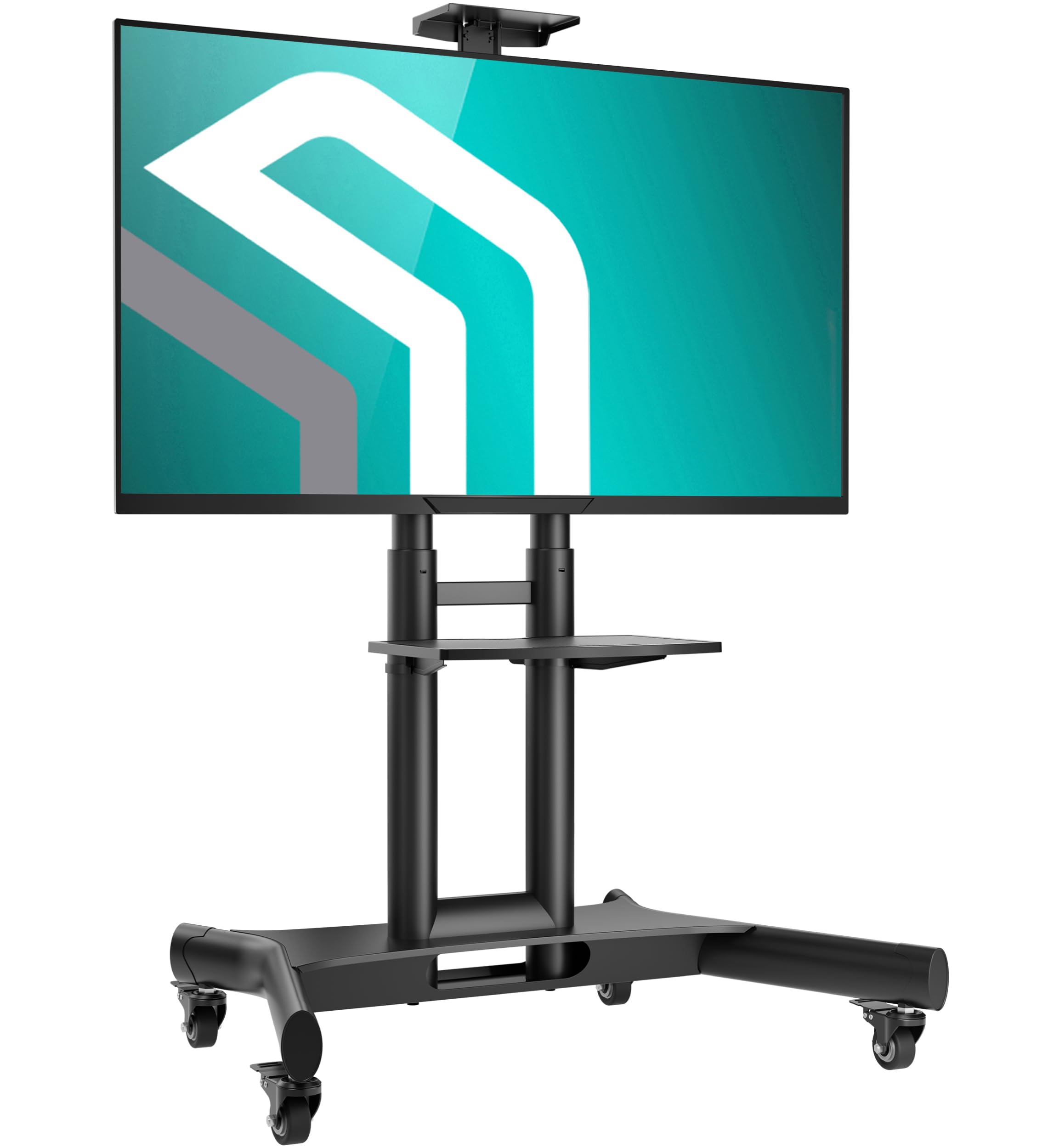 ONKRON Mobile TV Stand with Wheels Rolling TV Stand for 40-70 Inch LED LCD Flat or Curved Screen TVs up to 100 lbs - Height Adjustable TV Cart with Shelves - Portable TV Stand (TS1551) Black