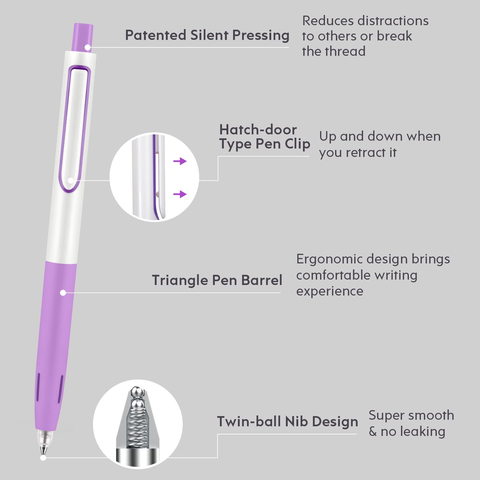 WRITECH Retractable Gel Ink Pens: Multicolor 0.5mm Fine Point Pen No Smear & Bleed for Journaling Sketching Drawing Notetaking Extra Smooth Writing Silent Click Pen Set Up-Gel 8ct
