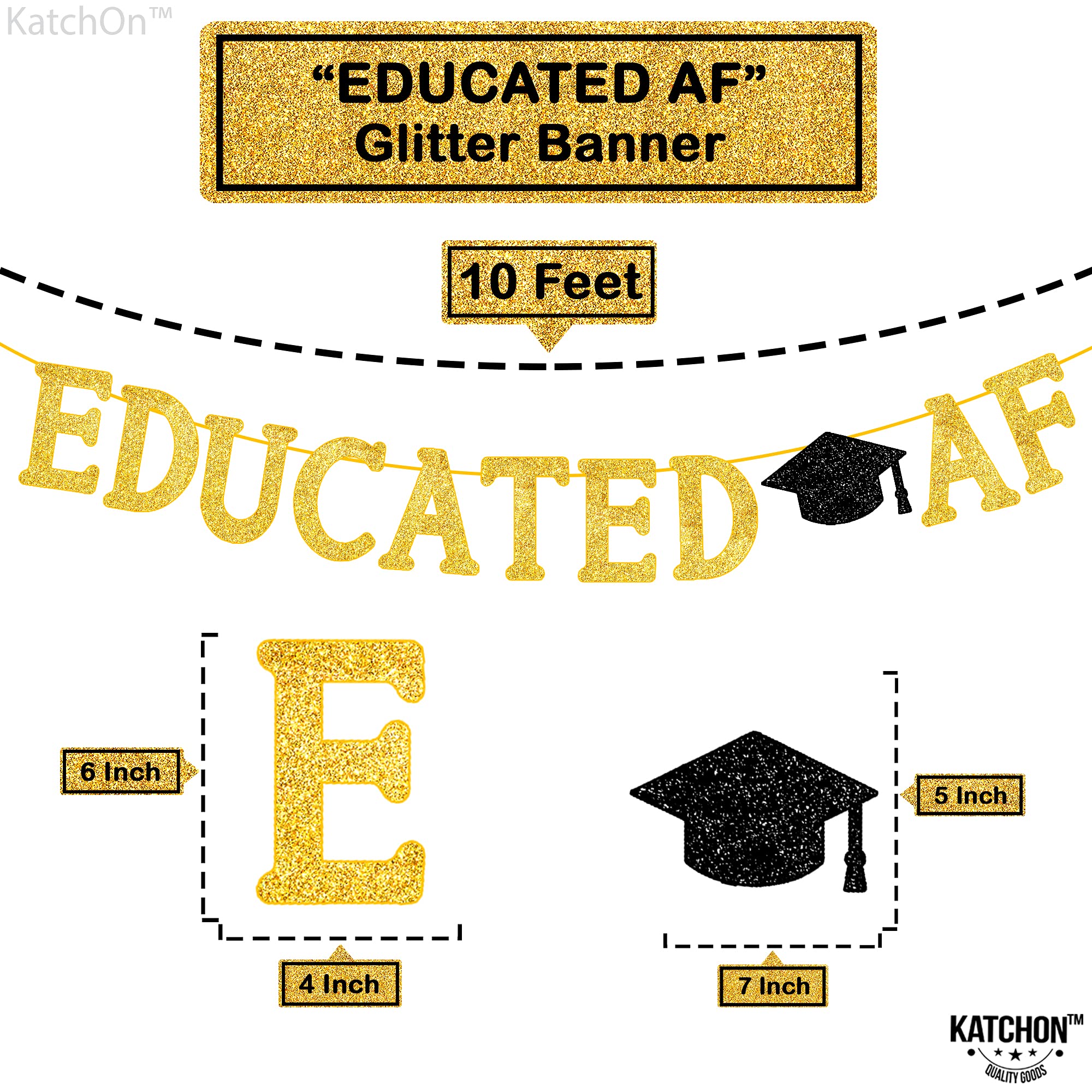 KatchOn, Gold Glitter Graduation Banner - 10 Feet, No DIY | Graduation Banner for Graduation Party Decorations | Graduation Decorations, Congratulations Decorations| Funny Graduation Decorations 2023