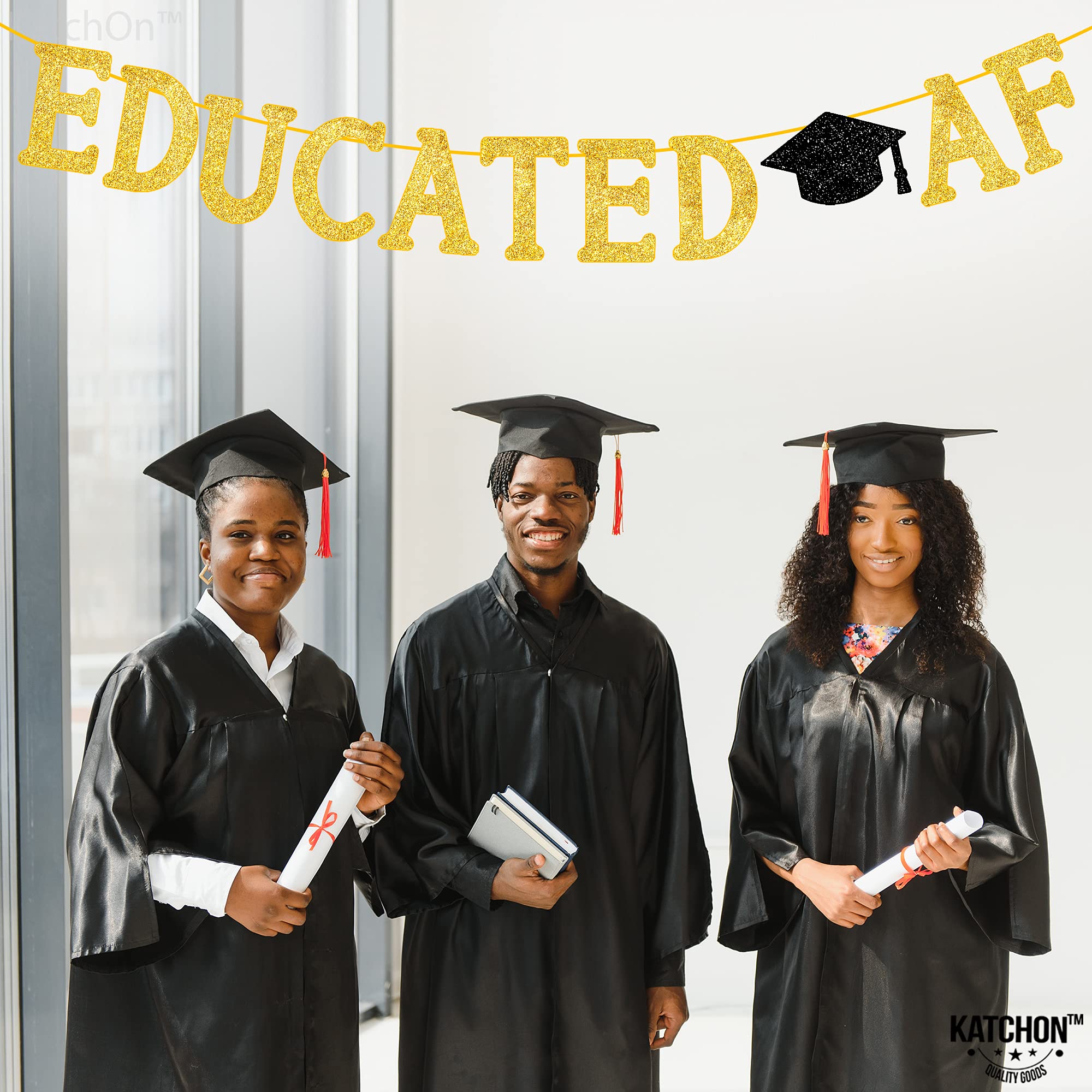KatchOn, Gold Glitter Graduation Banner - 10 Feet, No DIY | Graduation Banner for Graduation Party Decorations | Graduation Decorations, Congratulations Decorations| Funny Graduation Decorations 2023