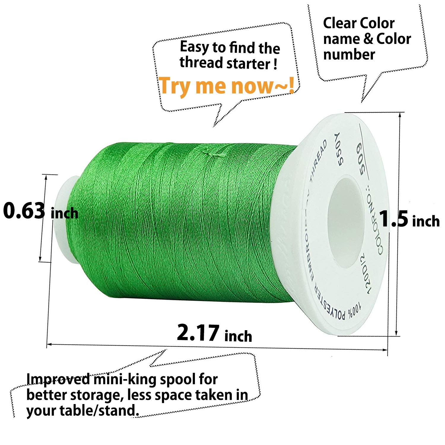 Simthread 63 Brother Colors Polyester Embroidery Machine Thread Kit 40 Weight for Brother Babylock Janome Singer Pfaff Husqvarna Bernina Embroidery and Sewing Machines 550Y