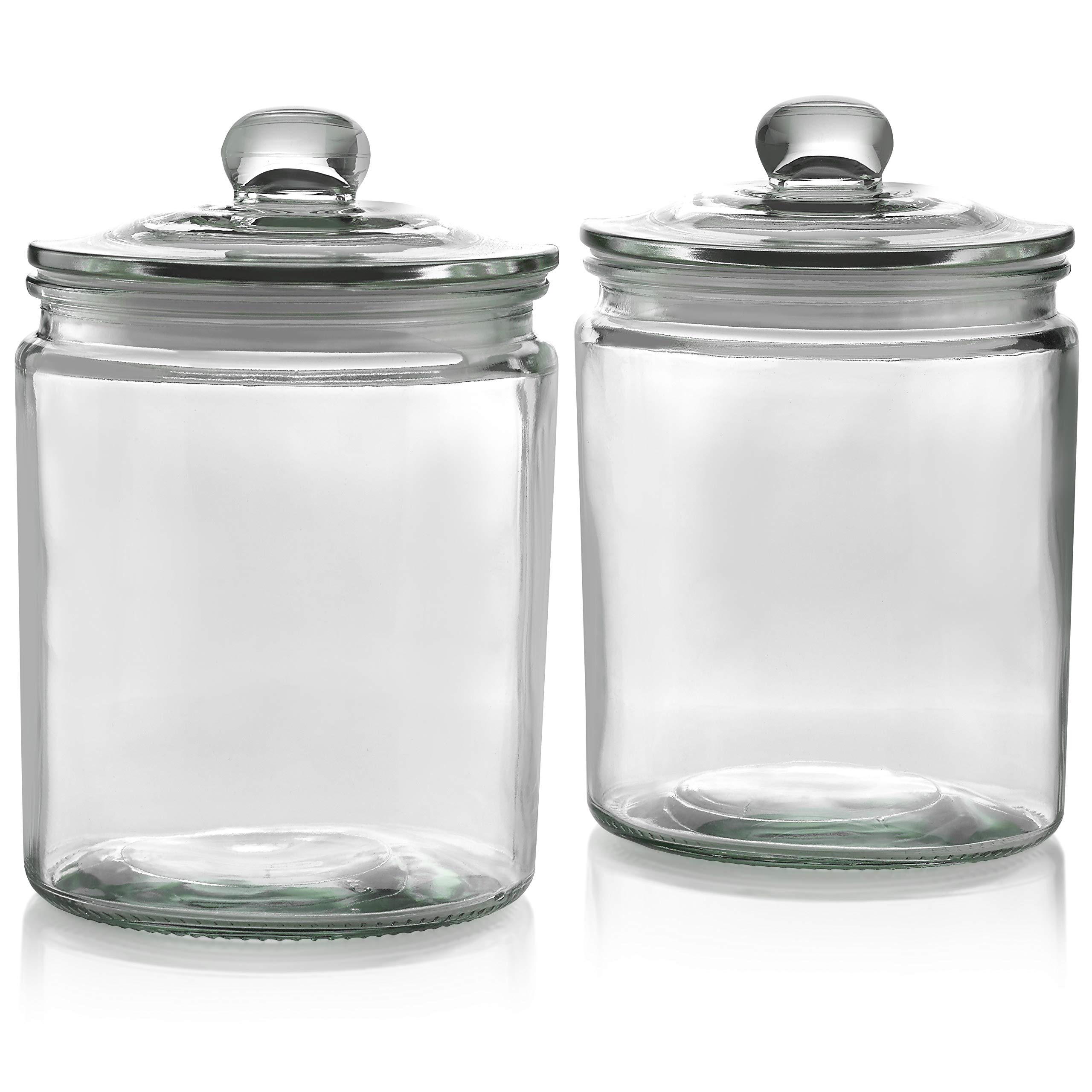 2 Pc 1/2 Gallon 64oz Clear Glass Storage Jar with Lids - Airtight Food Jars - Glass Kitchen Containers for Pantry, Countertop