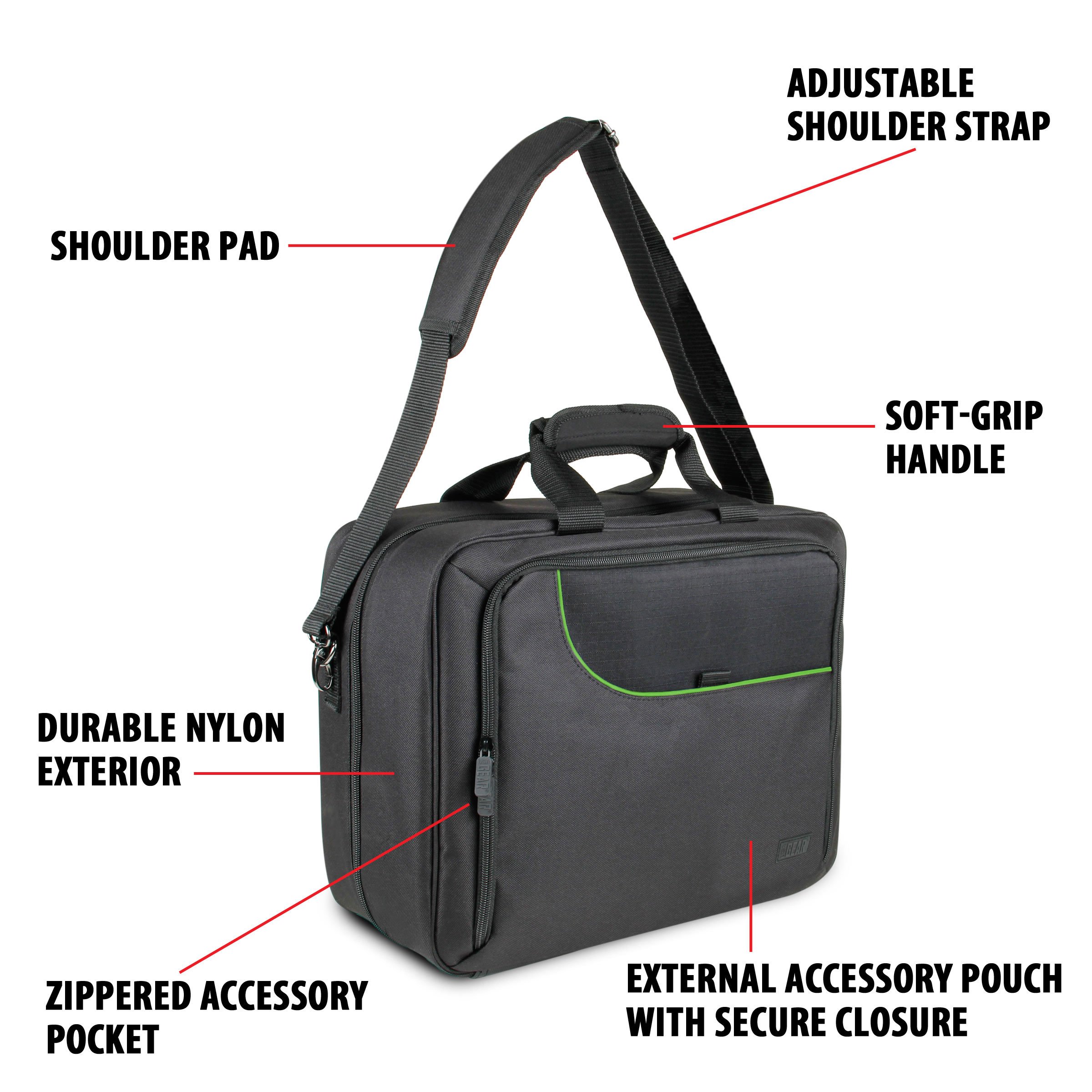 USA Gear Projector Case - Projector Bag Compatible with DBPOWER, ViewSonic PJD5134, Dr. J HI-04, PVO Portable Projector and More Movie Projector - Scratch Resistant & Customizable Interior (Green)