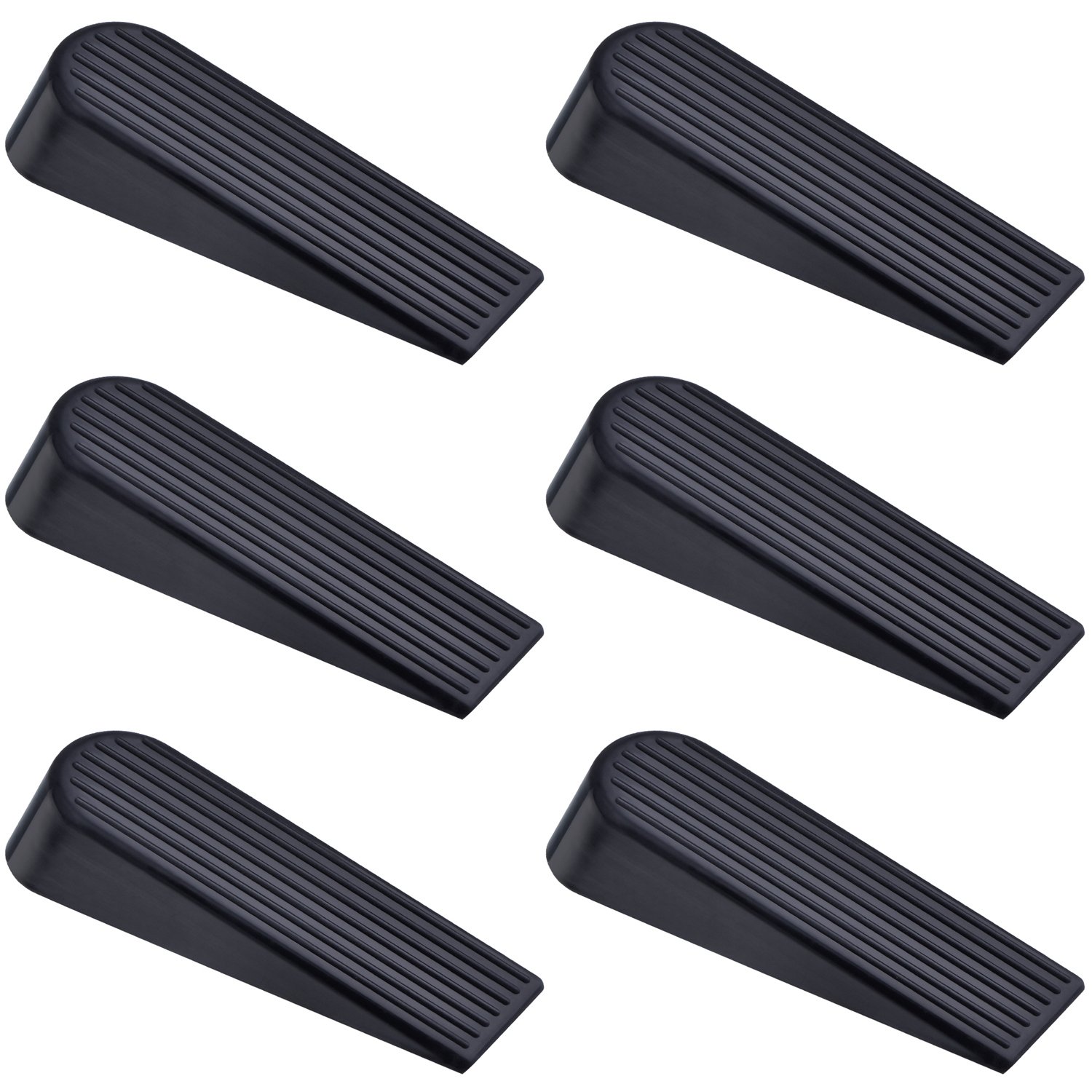 Hotop 6 Pack Door Stop Wedges Black Rubber Door Stoppers for Home and Office