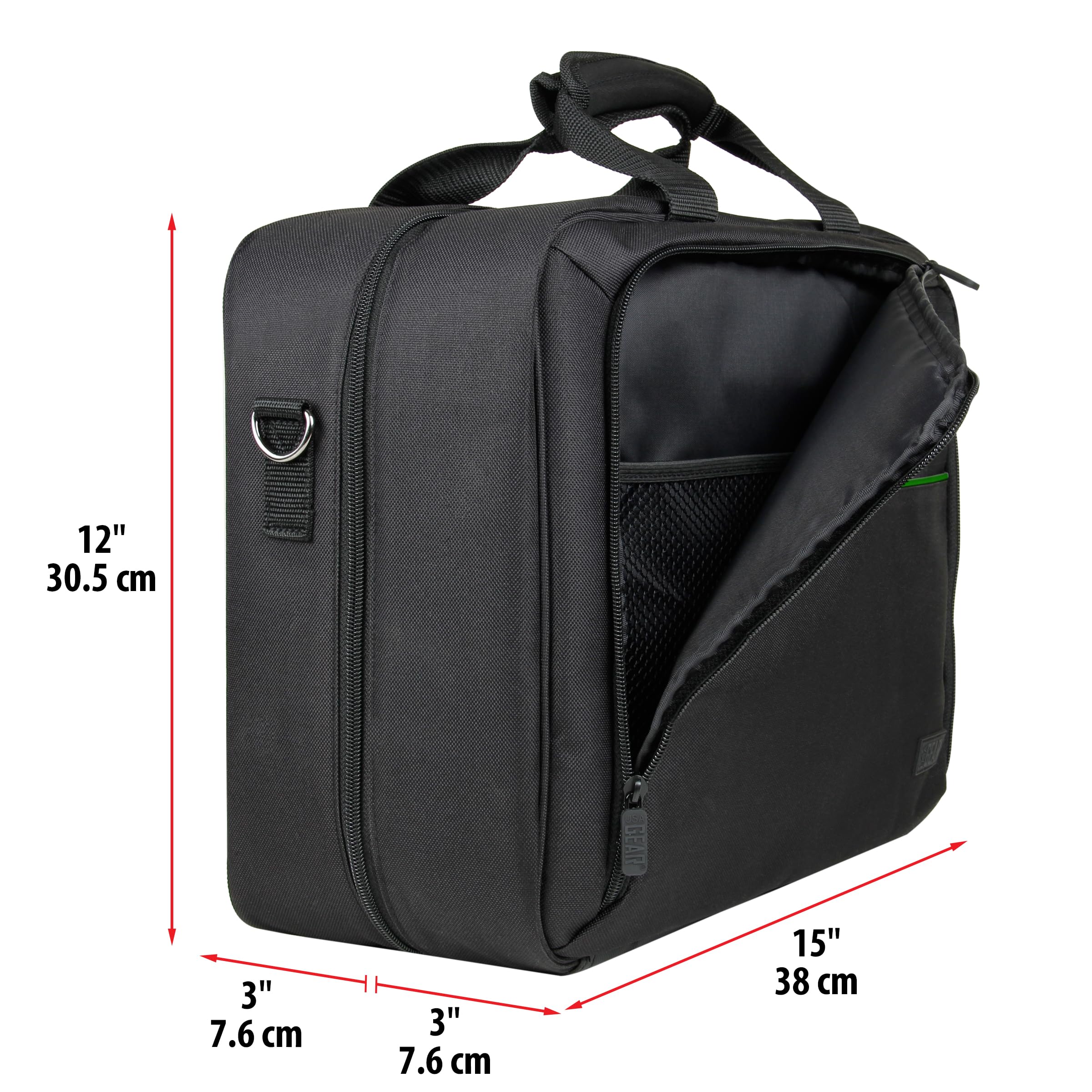 USA Gear Projector Case - Projector Bag Compatible with DBPOWER, ViewSonic PJD5134, Dr. J HI-04, PVO Portable Projector and More Movie Projector - Scratch Resistant & Customizable Interior (Green)