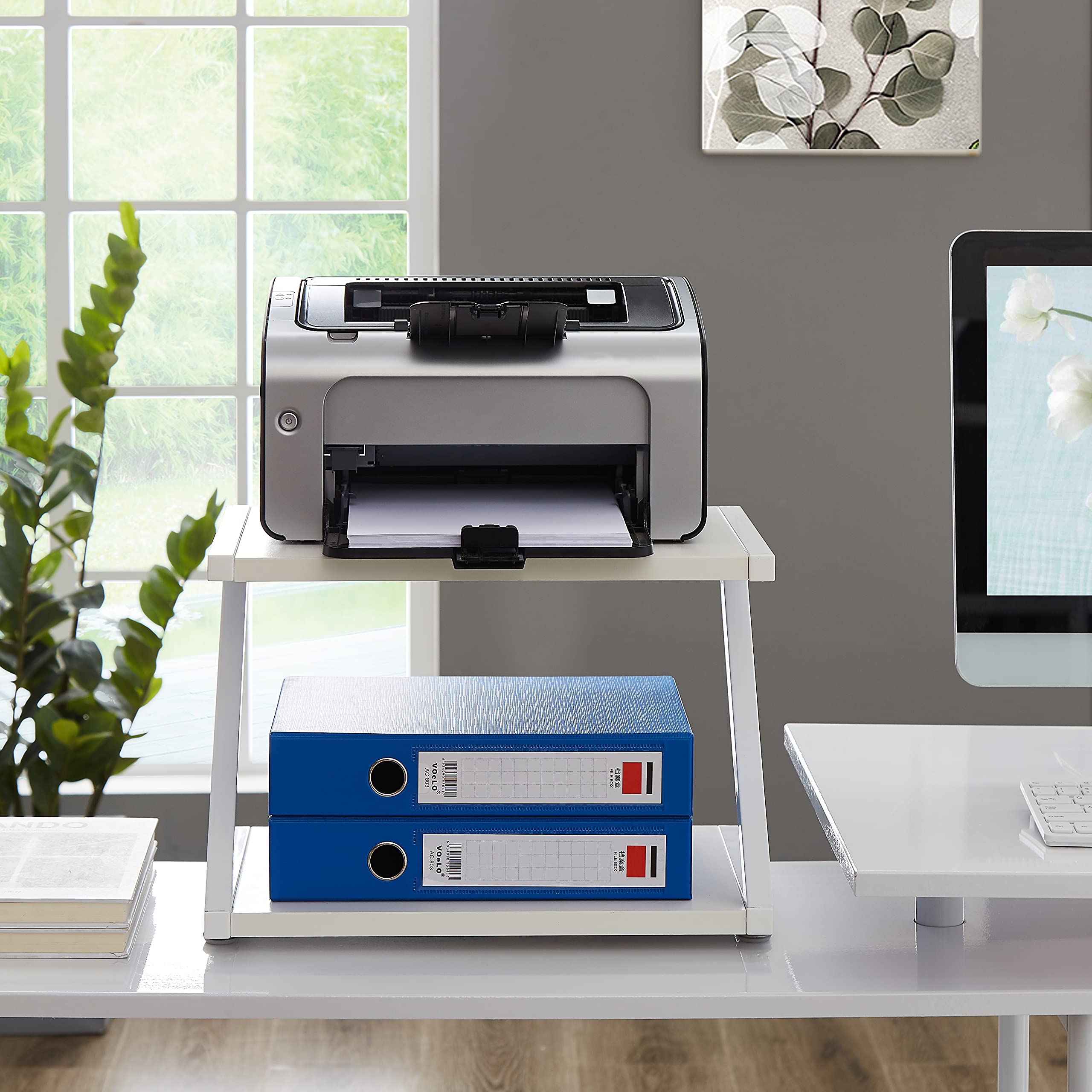 Desktop Printer Stand - Desktop Shelf with Anti - Skid Pads,Multifunction Printer Copier Scanner Shelf Stand,Printer Stand for Desk,Printer Desk