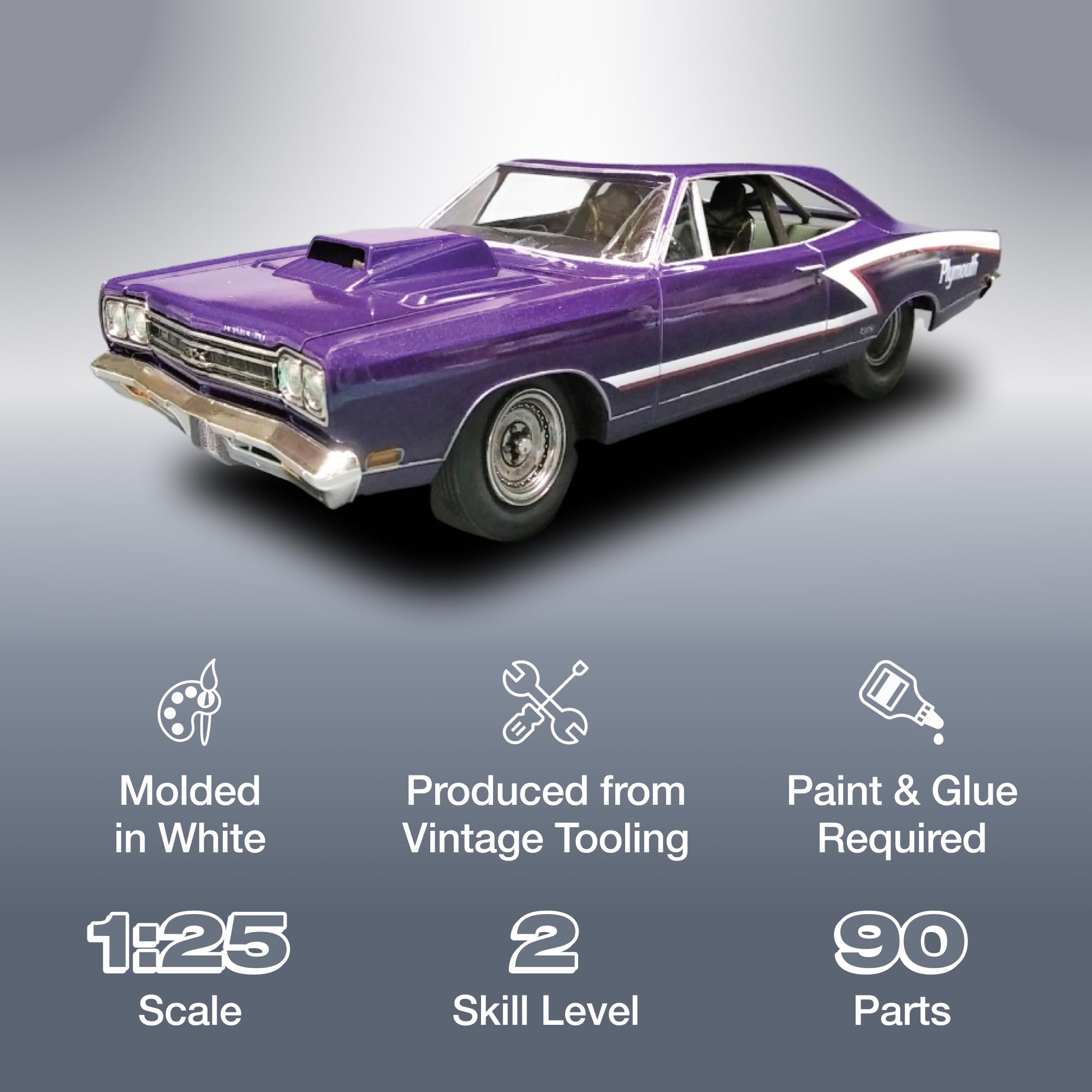 AMT 1969 Plymouth GTX Hardtop Pro Street 1:25 Scale Model Kit