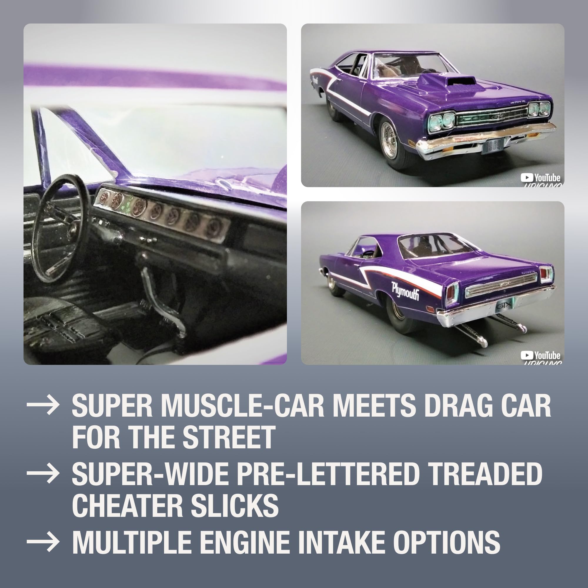 AMT 1969 Plymouth GTX Hardtop Pro Street 1:25 Scale Model Kit