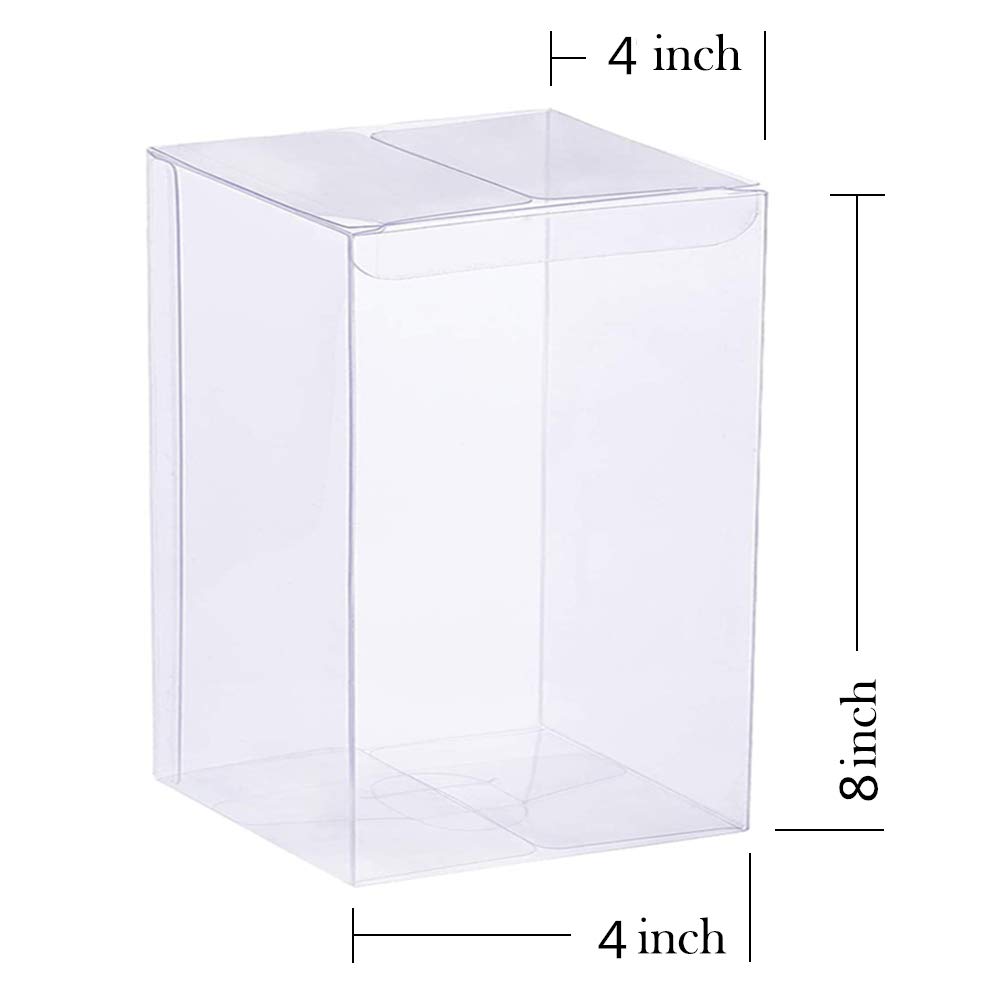 YOZATIA 12PCS Transparent Boxes 4 x 4 x 8 inch, Candy Box, Clear Favor Boxes Gift Boxes for Wedding, Party and Baby Shower Favors