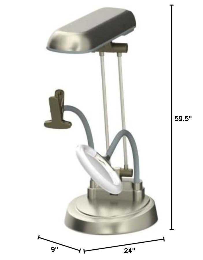 OttLite Ultimate 3-in-1 Craft Lamp, (Floor, Table and Clamp-On Lamp) 24w Energy Efficient Light Bulb for Bright Natural Daylight - Built-in Outlet, Adjustable Neck, 2X Magnifier & Versatile Height