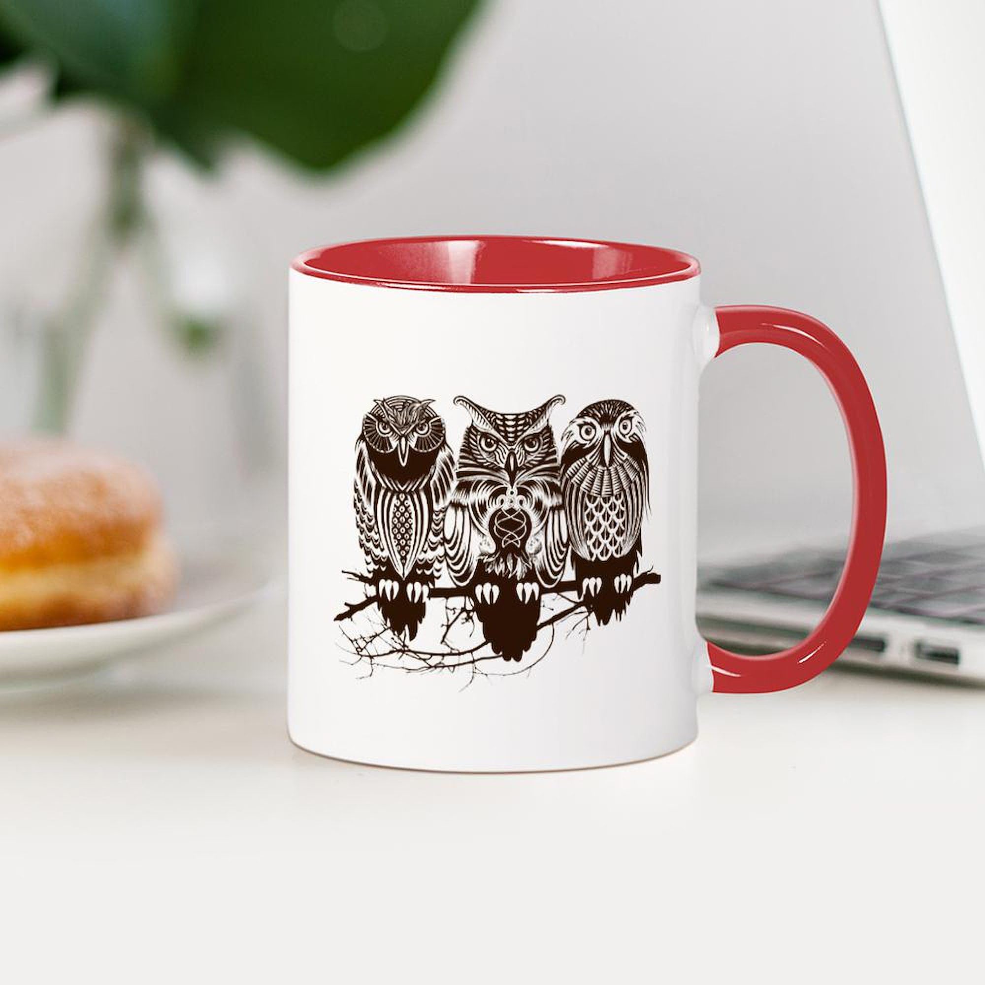 CafePress Three Owls Mugs Ceramic Coffee Mug, Tea Cup 11 oz