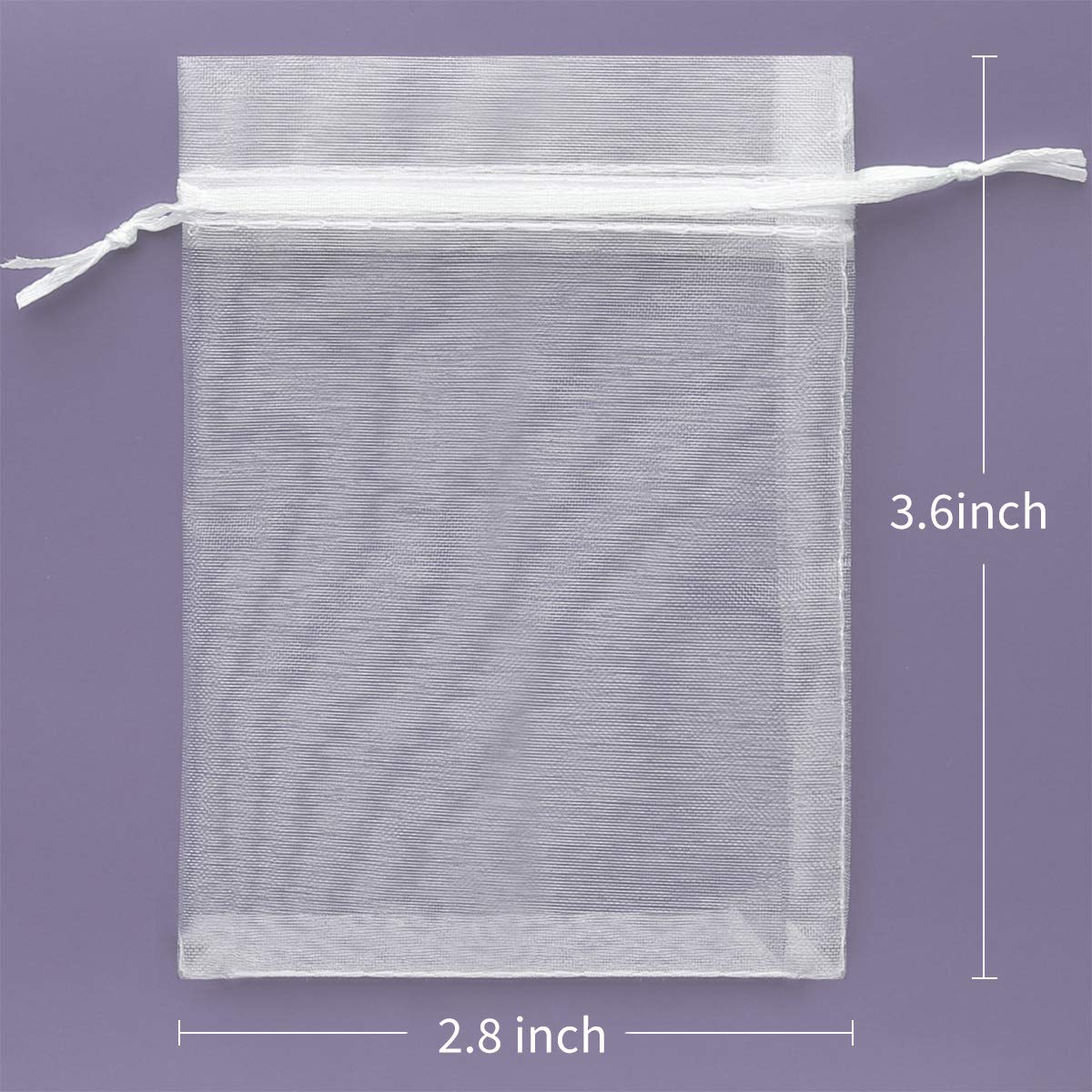 Akstore 100Pcs 2.8"x3.6"(7x9cm) Sheer Drawstring Organza Jewelry Pouches Wedding Party Christmas Favor Gift Bags (White)