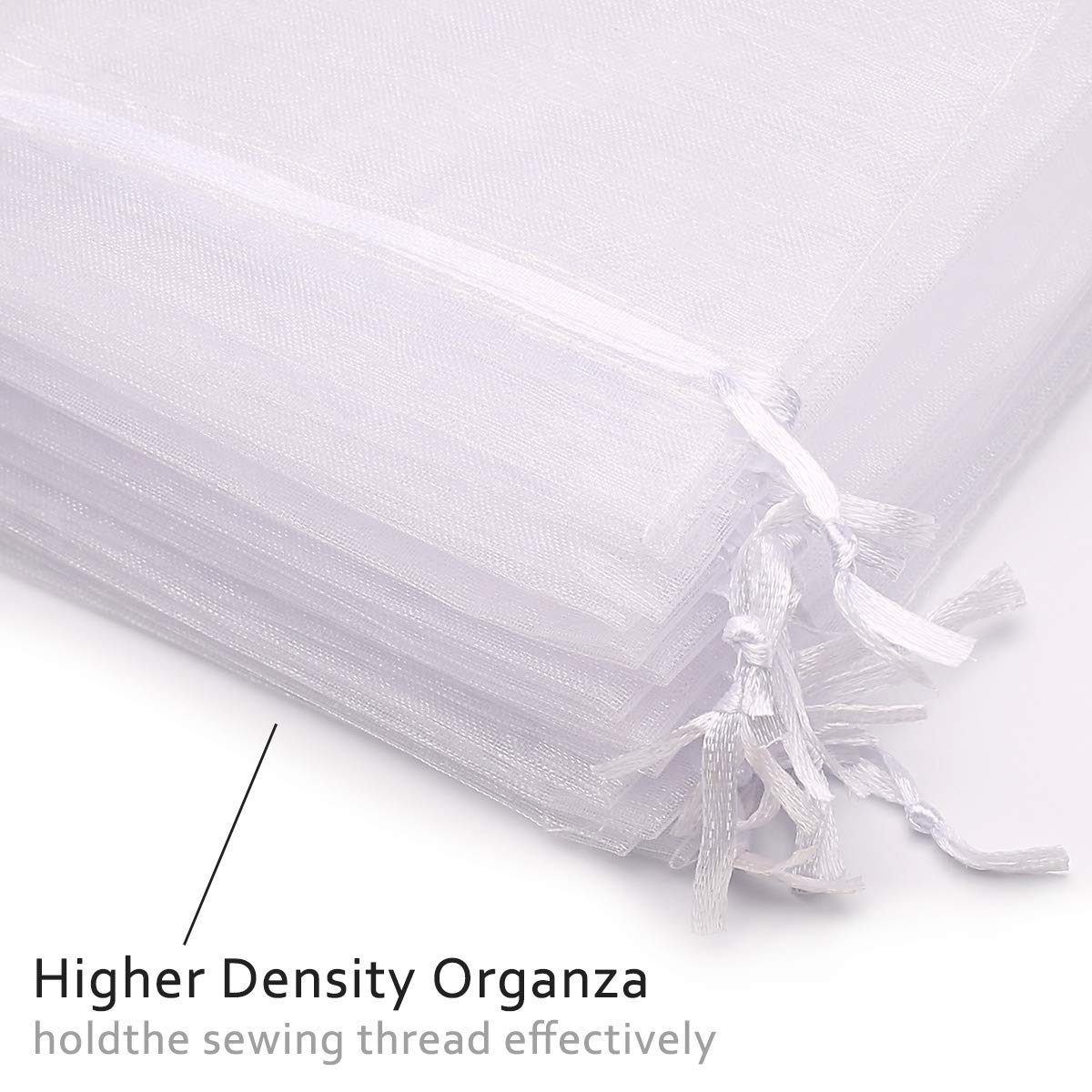 Akstore 100Pcs 2.8"x3.6"(7x9cm) Sheer Drawstring Organza Jewelry Pouches Wedding Party Christmas Favor Gift Bags (White)
