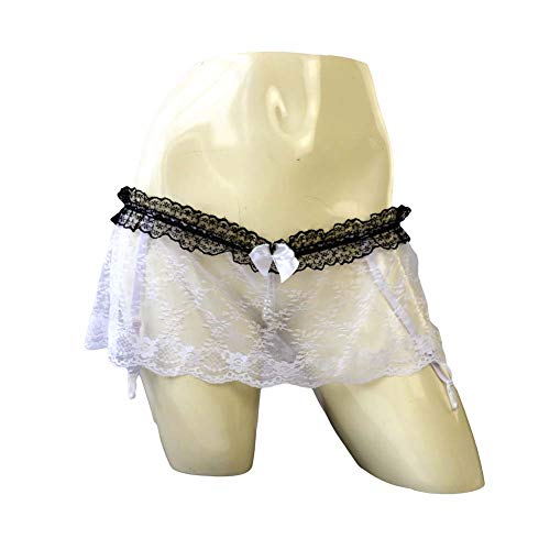 JEERLEEP Women Sexy Lace Suspender Garter Belt for Thigh High Stockings Lingerie-White