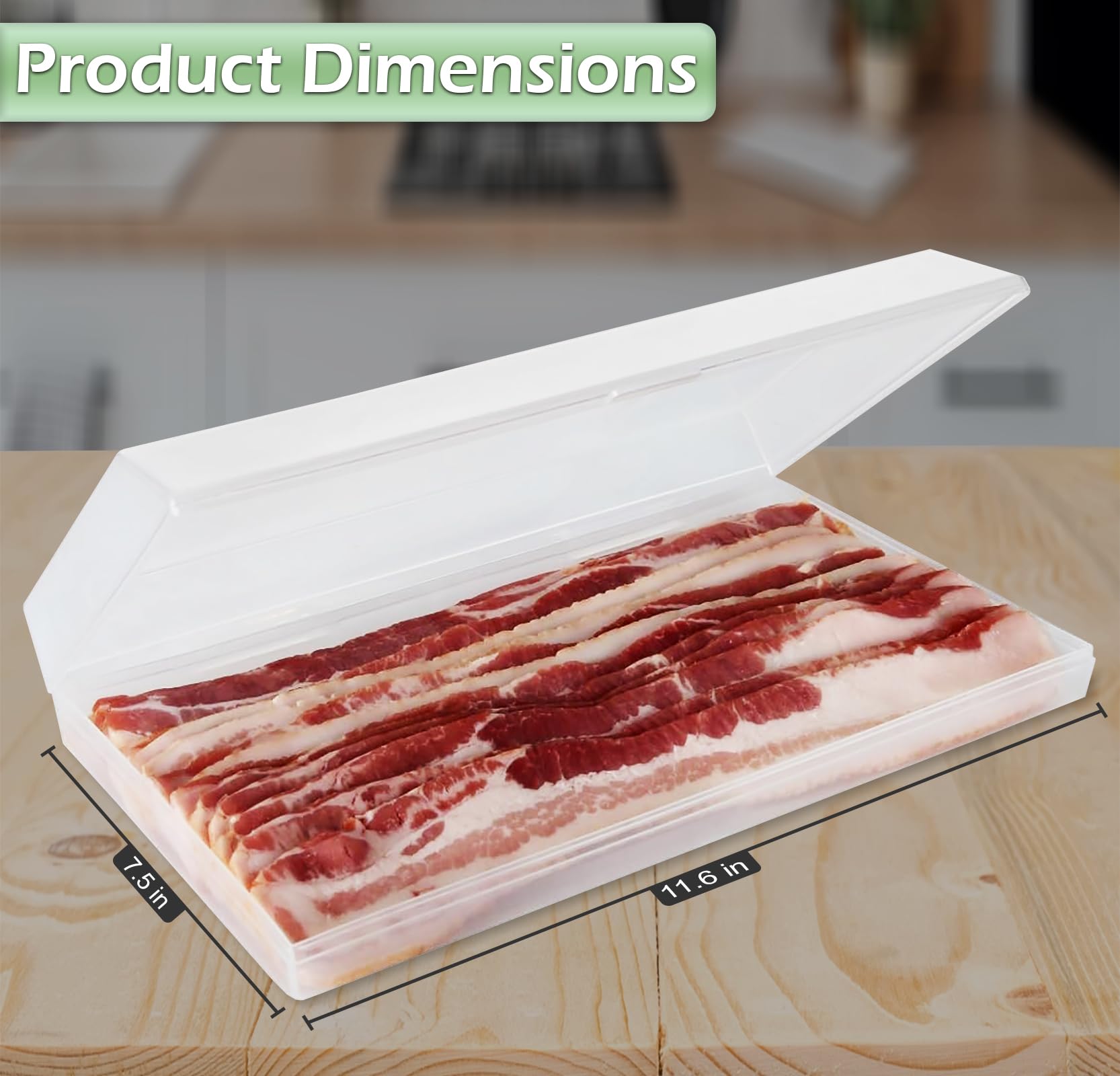 Home-X Bacon Saver, Plastic Bacon Container/Kitchen Meat Saver Storage Container
