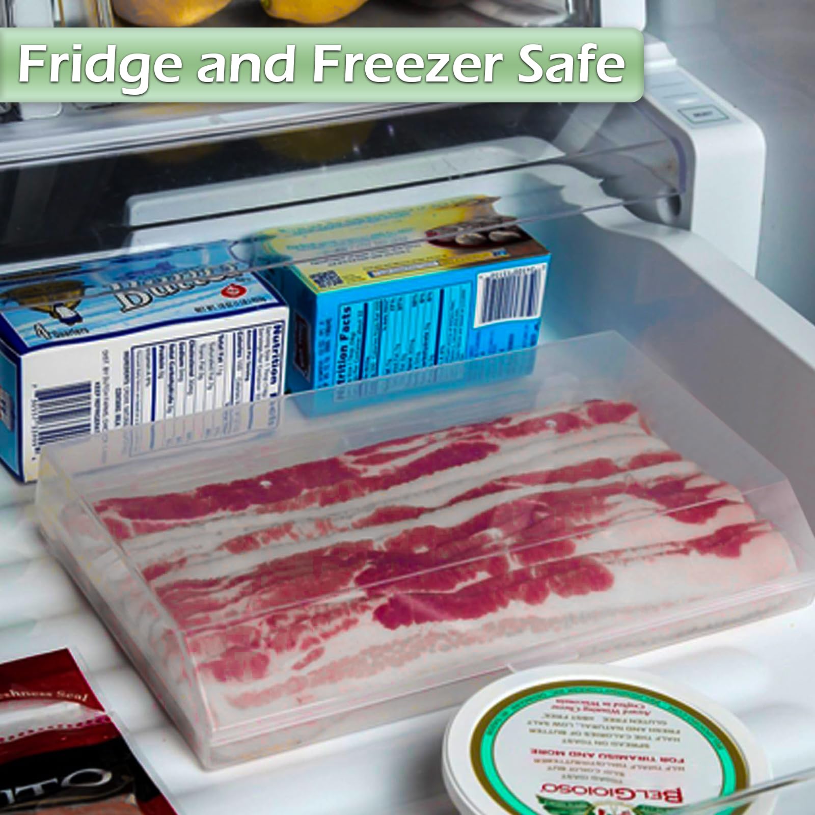 Home-X Bacon Saver, Plastic Bacon Container/Kitchen Meat Saver Storage Container