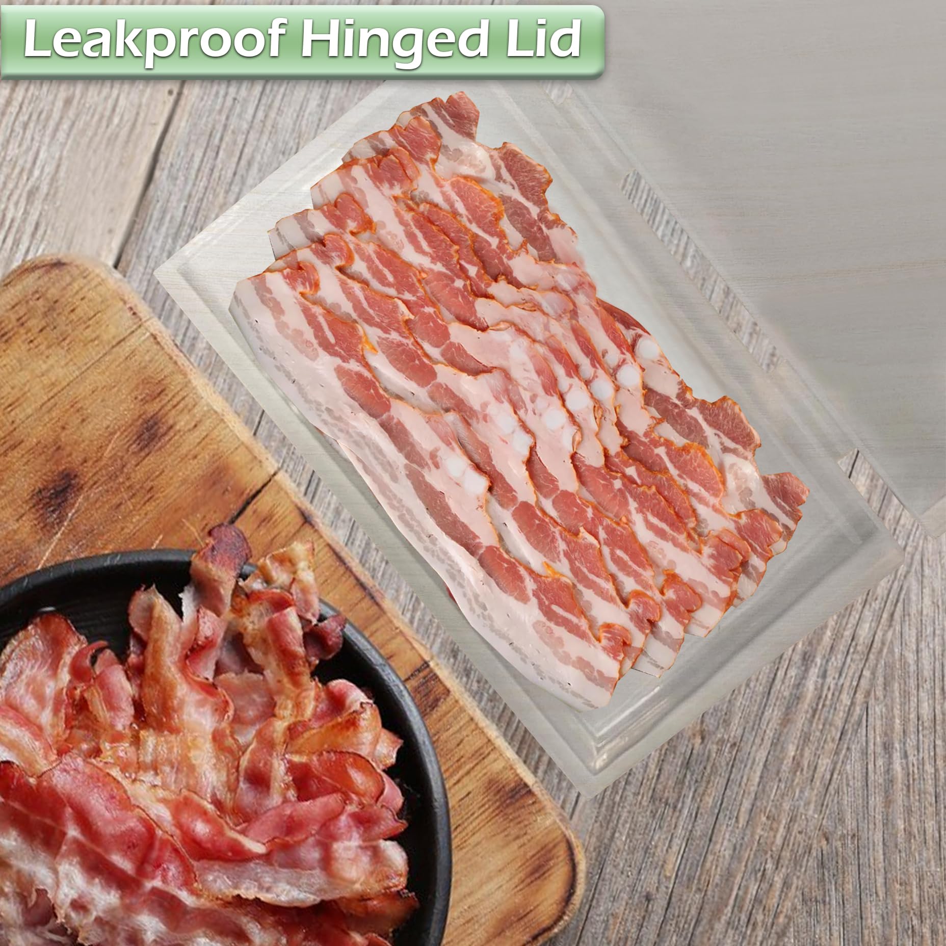 Home-X Bacon Saver, Plastic Bacon Container/Kitchen Meat Saver Storage Container