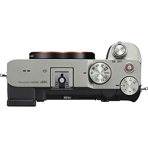 Sony Alpha a7C Mirrorless Digital Camera (Body Only, Silver) (ILCE7C/S) + 2 x 64GB Memory Card + 3 x NP-FZ-100 Battery + Corel Photo Software + Case + External Charger + Card Reader + More (Renewed)