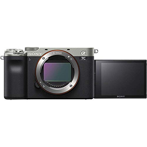 Sony Alpha a7C Mirrorless Digital Camera (Body Only, Silver) (ILCE7C/S) + 2 x 64GB Memory Card + 3 x NP-FZ-100 Battery + Corel Photo Software + Case + External Charger + Card Reader + More (Renewed)