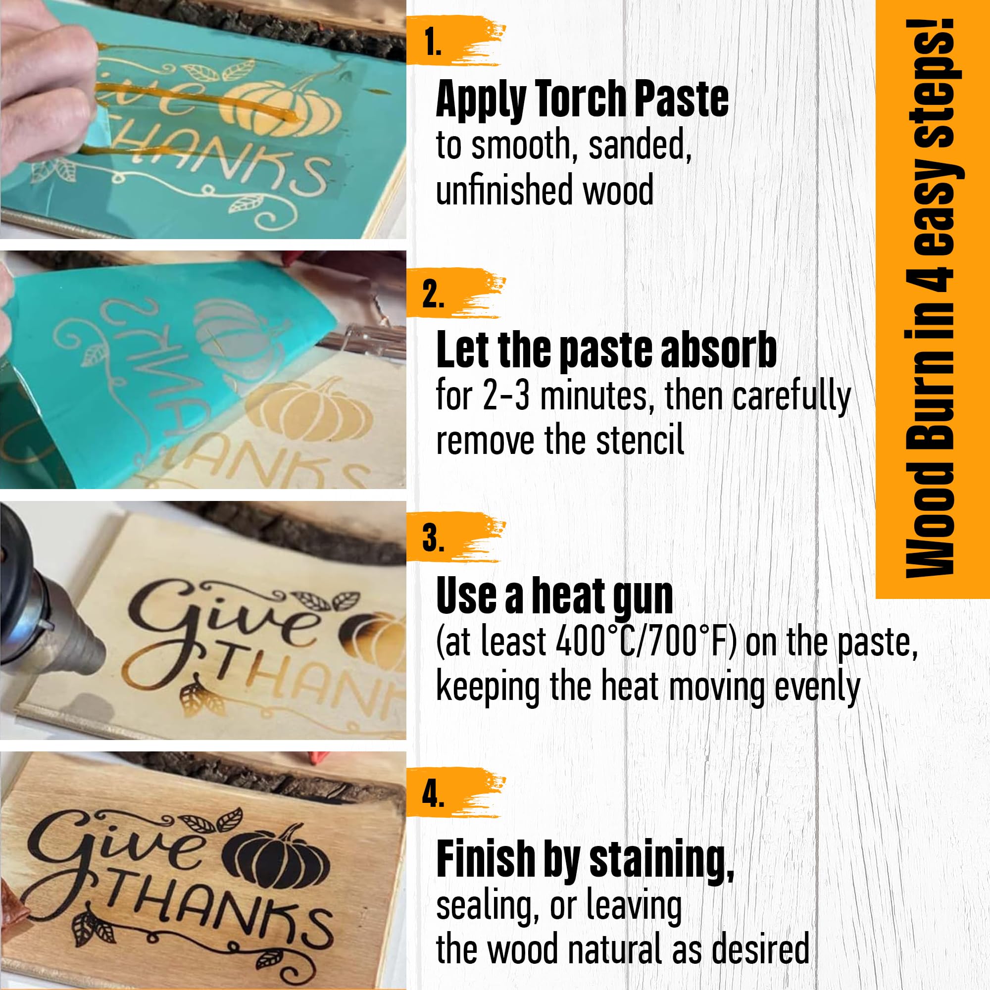 Torch Paste - The Original Wood Burning Paste Since 2020 | Lab Tested & ASTM D-4236 Certified | Non Toxic | Use on Wood, Card Stock, Canvas, Denim & More | Easy Application