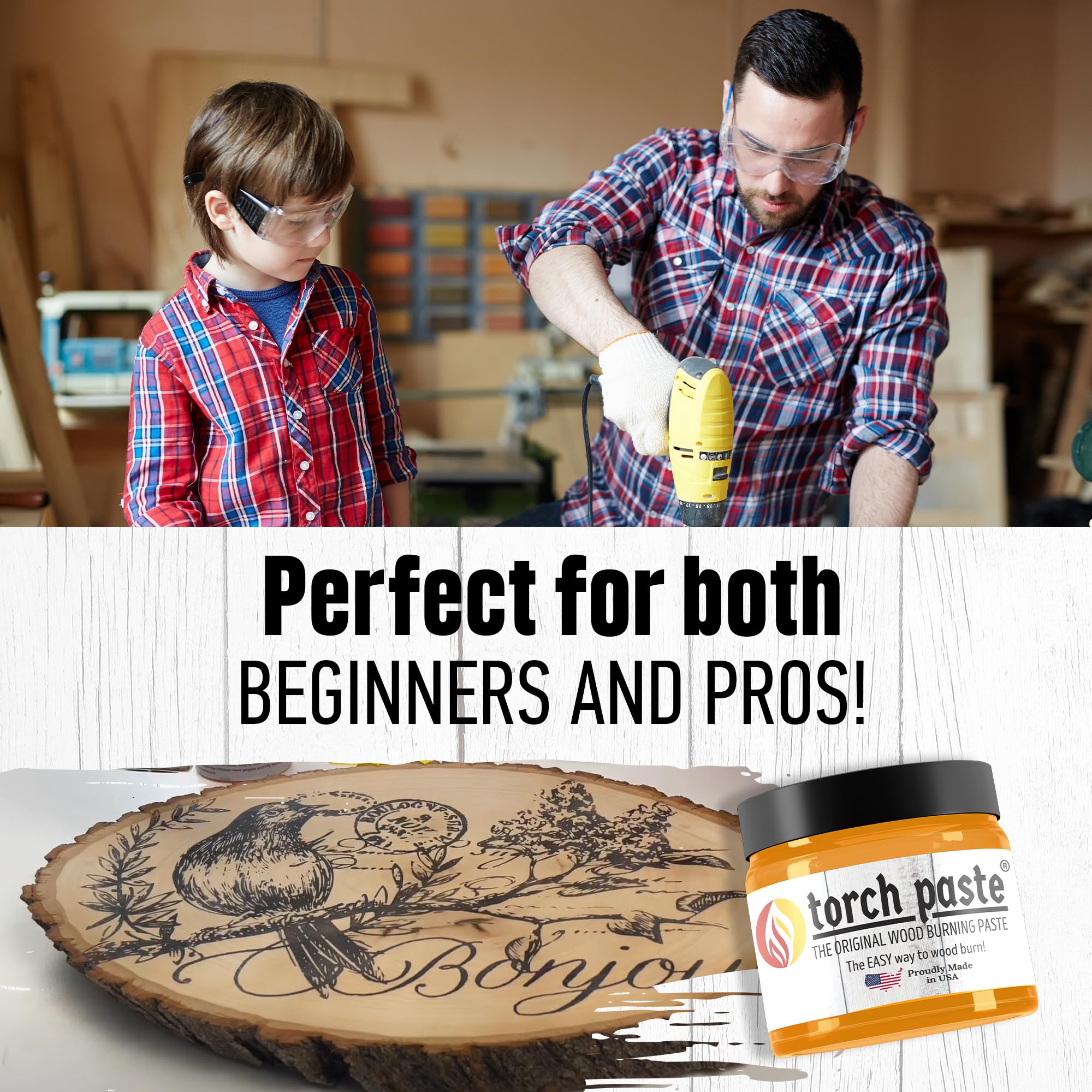 Torch Paste - The Original Wood Burning Paste Since 2020 | Lab Tested & ASTM D-4236 Certified | Non Toxic | Use on Wood, Card Stock, Canvas, Denim & More | Easy Application
