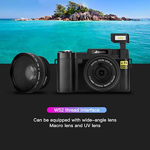 Digital Camera, 3 inch Digital HD Camera, Home Digital Camera, 2.7K 48MP 180 Degree Rotation Micro Single Camera for Windows and for OS X System.