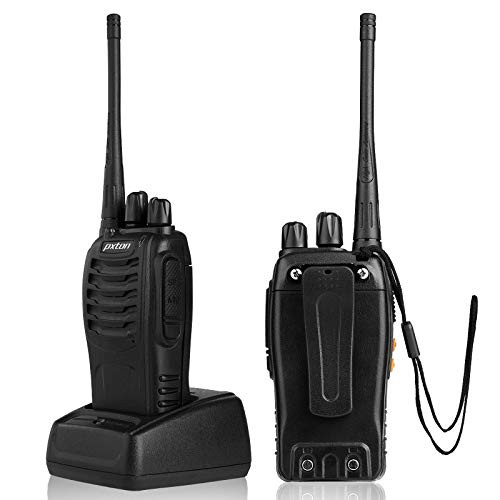 pxton Walkie Talkies Long Range for Adults with Earpieces,16 Channel Walky Talky Rechargeable Handheld Two Way Radios with Flashlight Li-ion Battery and Charger(4 Pack)