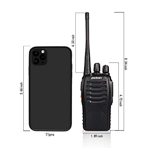 pxton Walkie Talkies Long Range for Adults with Earpieces,16 Channel Walky Talky Rechargeable Handheld Two Way Radios with Flashlight Li-ion Battery and Charger(4 Pack)