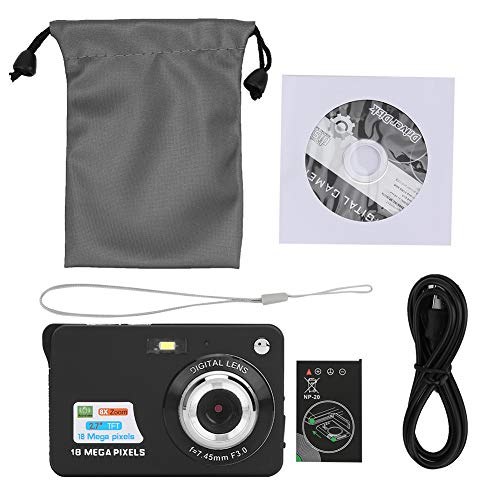Digital Camera,8X Zoom Card Digital Camera 5 MP 2.7in LCD Display Maximum Support 32GB Memory Card Builtin Microphone (Black)