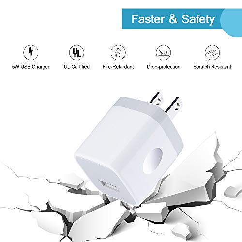 iPhone Charging Block, Charger Cube 4Pack/5W One-USB Charger Block Adapter Brick Box in Wall Plug Cube Head Outlet for iPhone 11 X SE,Samsung Glaxy A53 A13 A01 A12 A54 A20 S22 S21 S20 A71 Moto, LG